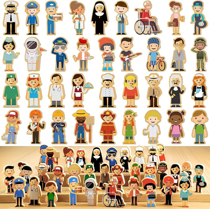 Amazon.com: Kathfly 36 Pcs Wooden Community Helpers Community Wooden ...