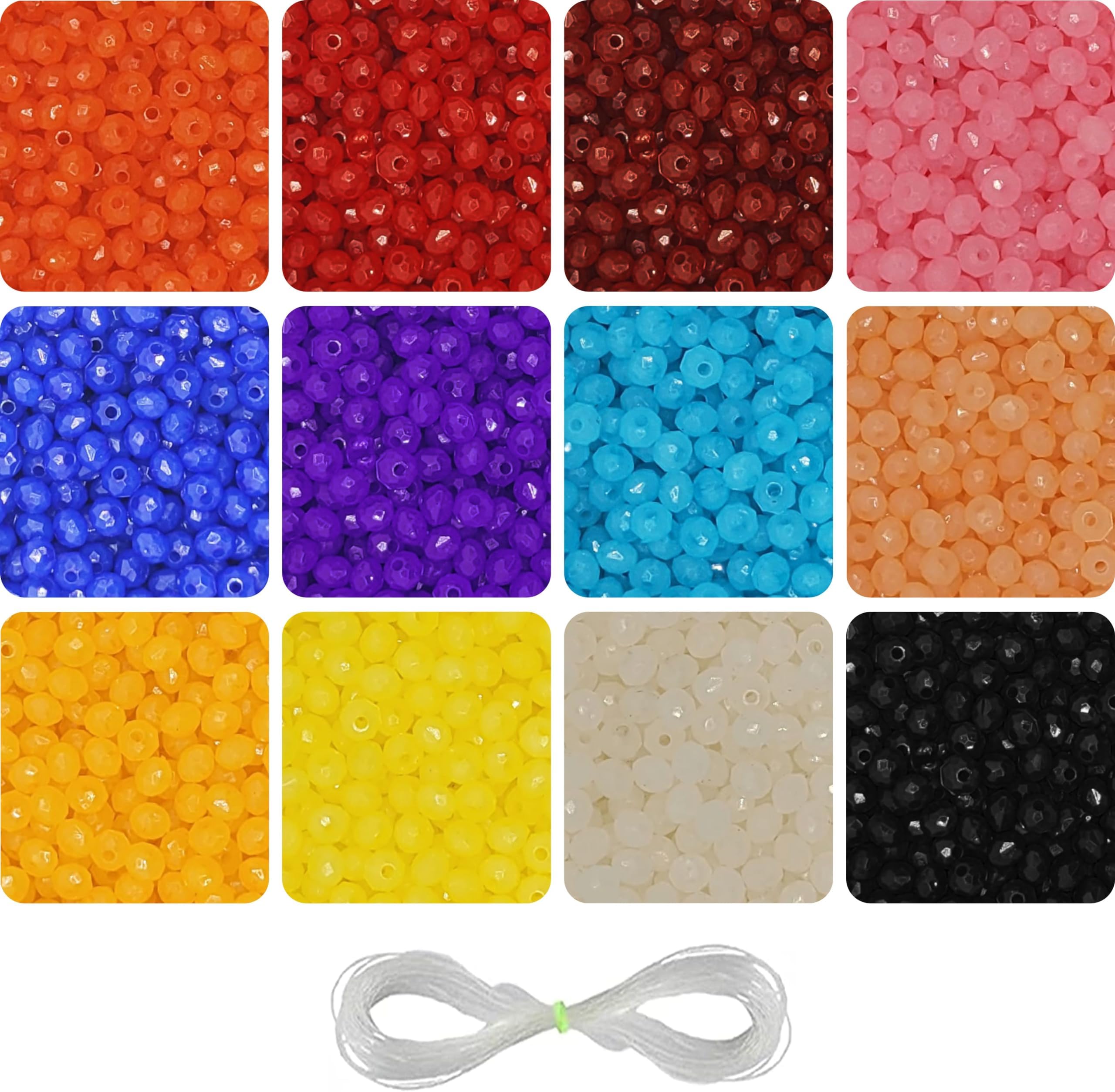 Khillayox Round Plastic Bead Set - Crafting Essentials with 1600 Pieces ...