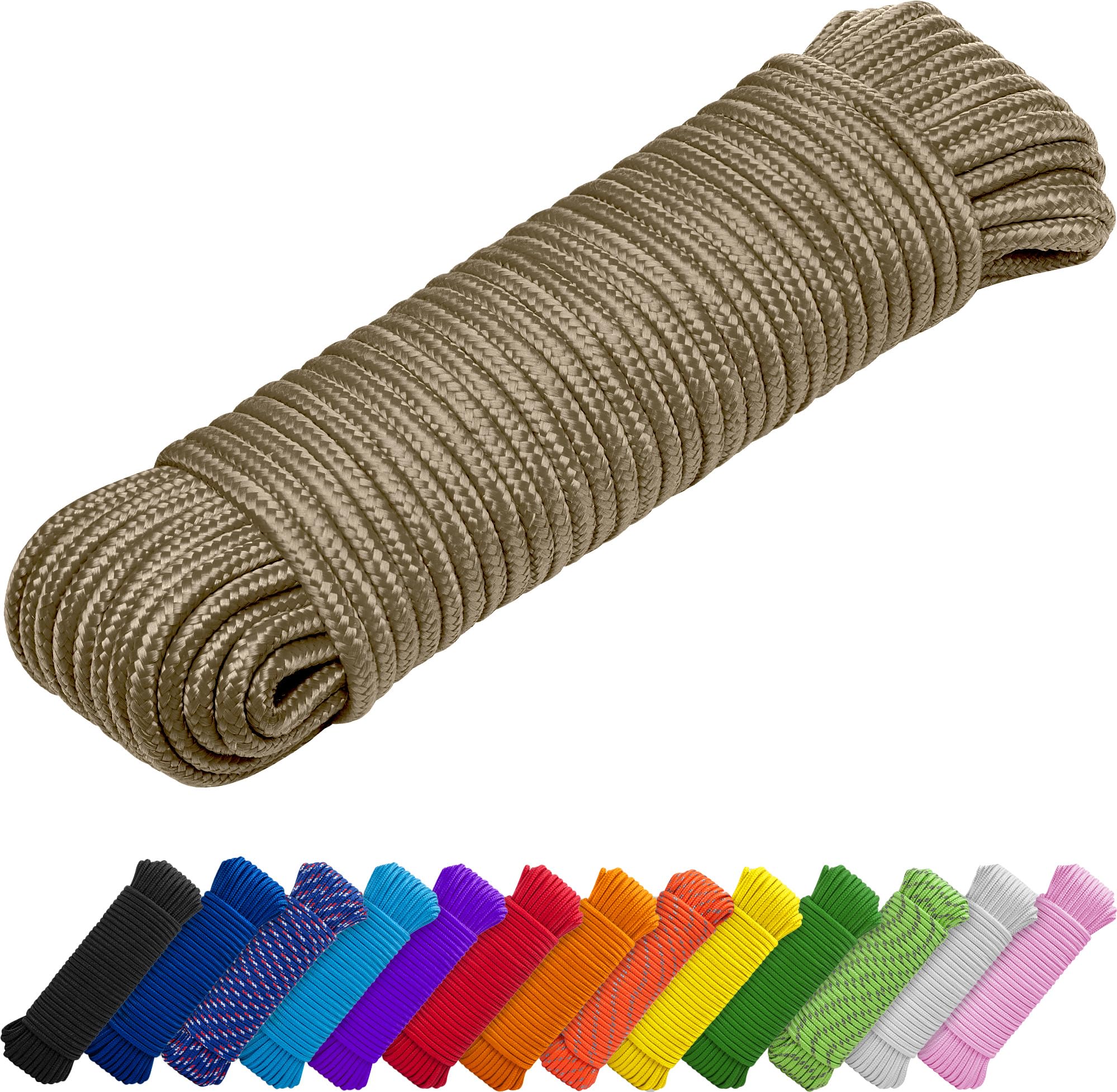 Amazon.com: TECEUM Rope – 90 Feet x 1/4 Inch (7mm) – Coyote Brown ...