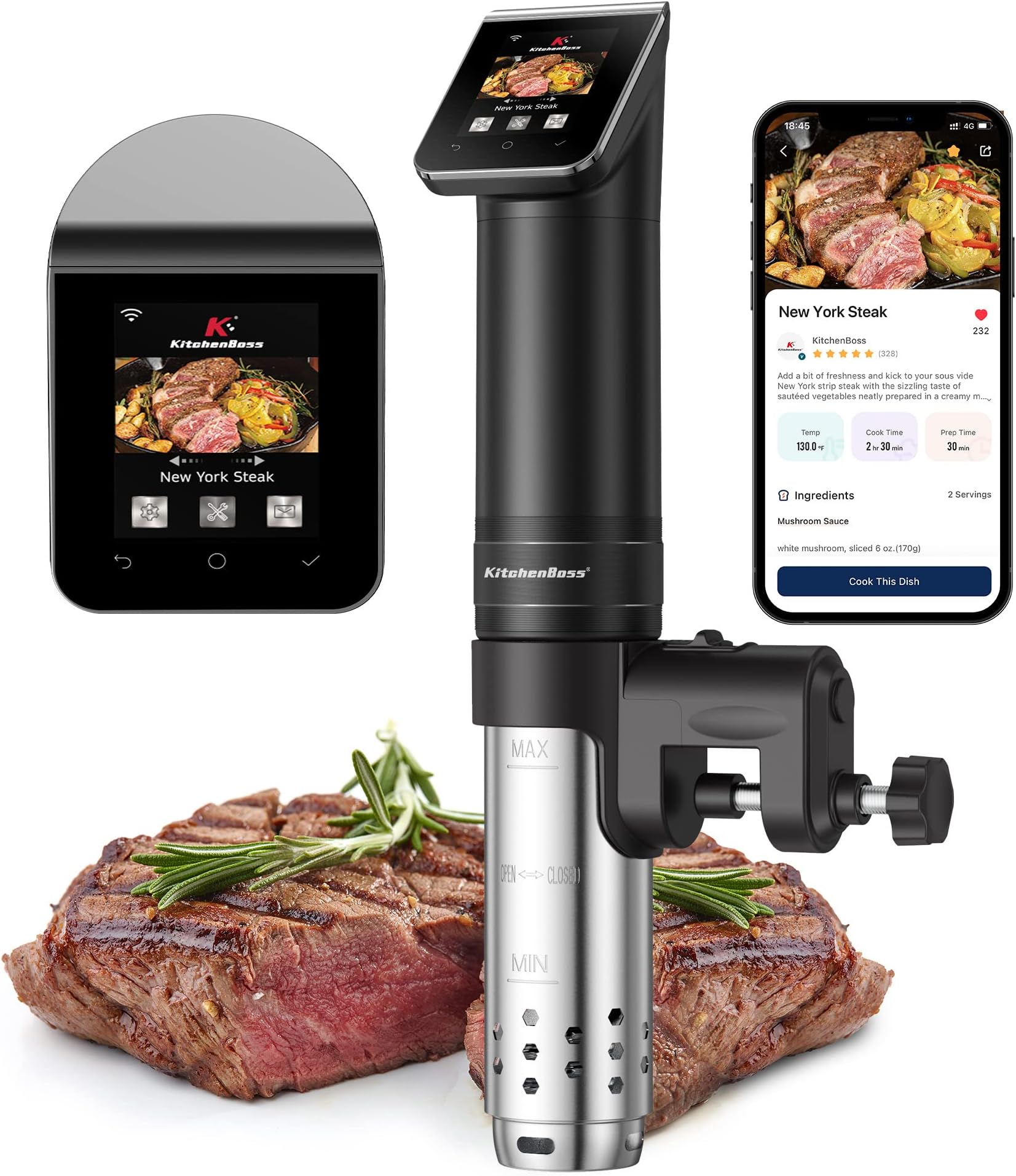 Amazon.com: KitchenBoss WIFI Sous Vide Cooker: Ultra-Quiet Sous-vide ...