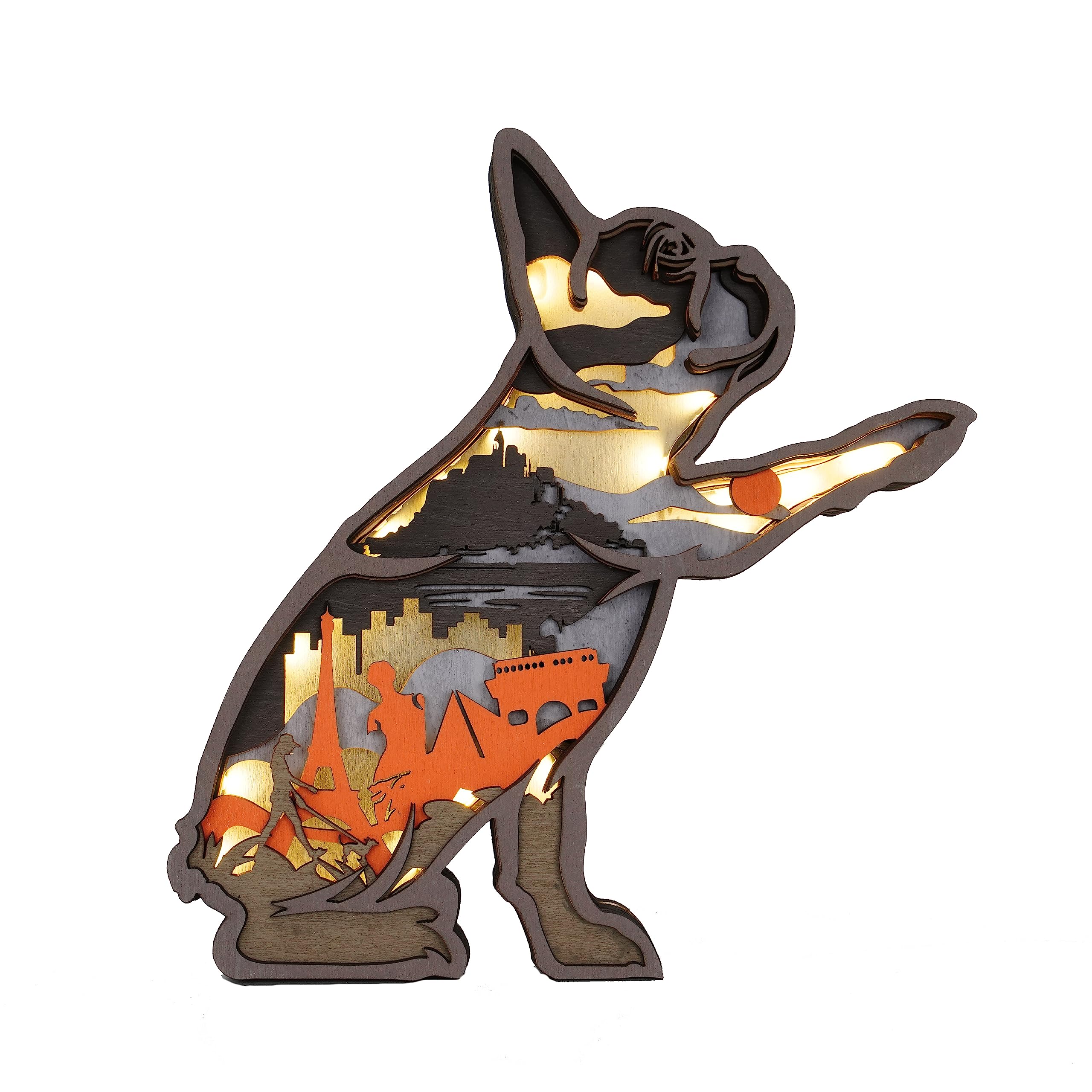 3D Wooden Animals Carving LED Night Light, Wood Carved Lamp Modern ...