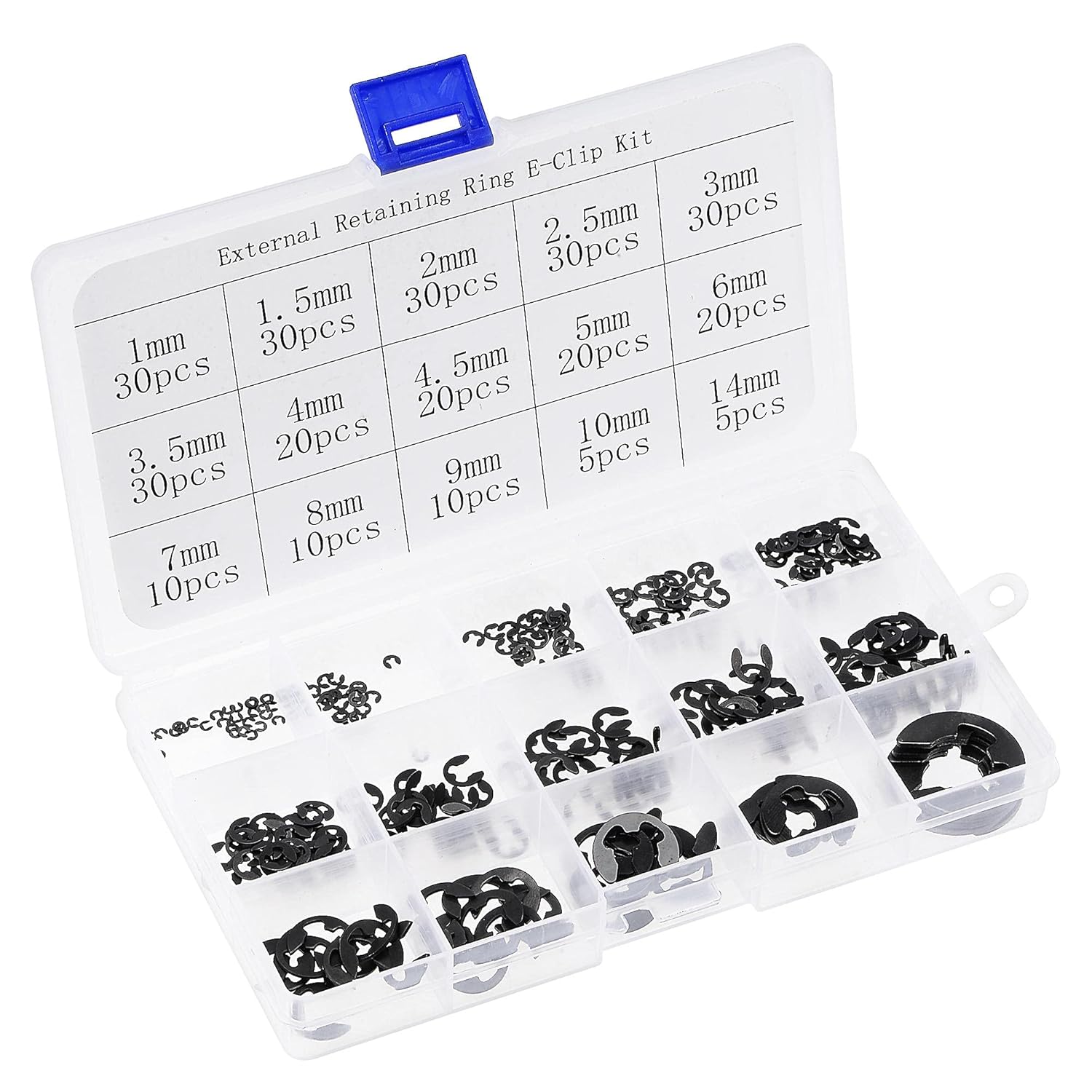 uxcell E-Clip Circlip - 300Pcs 15-Size External Retaining Shaft Snap ...