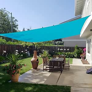 Amazon.com: HENG FENG Custom Size 8'x20' Turquoise Blue Sun Shade Sail ...