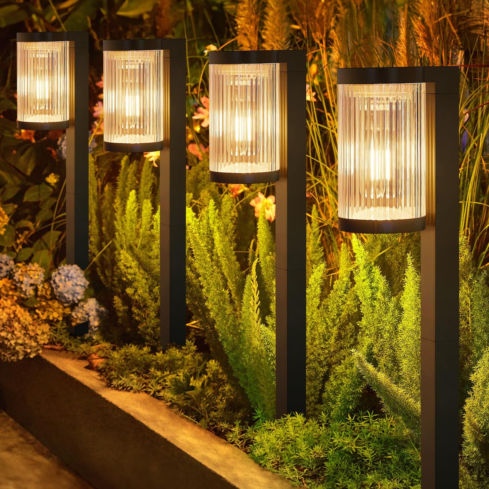 GreenClick Solar Pathway Lights Outdoor, 3 Mode Bright LED Solar Lights ...