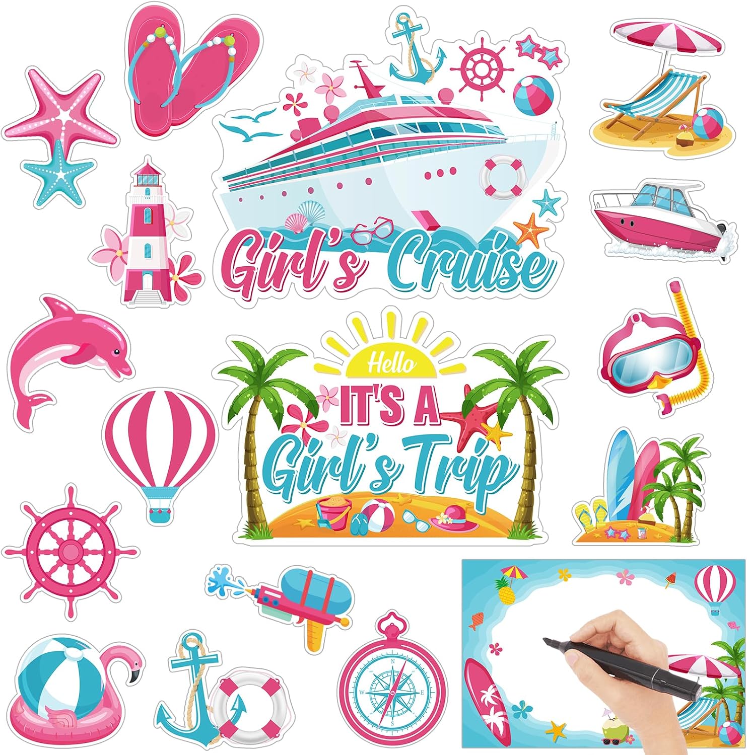 Amazon.com: 17PCS Girls Cruise Door Decorations Magnetic It’s A Girls ...
