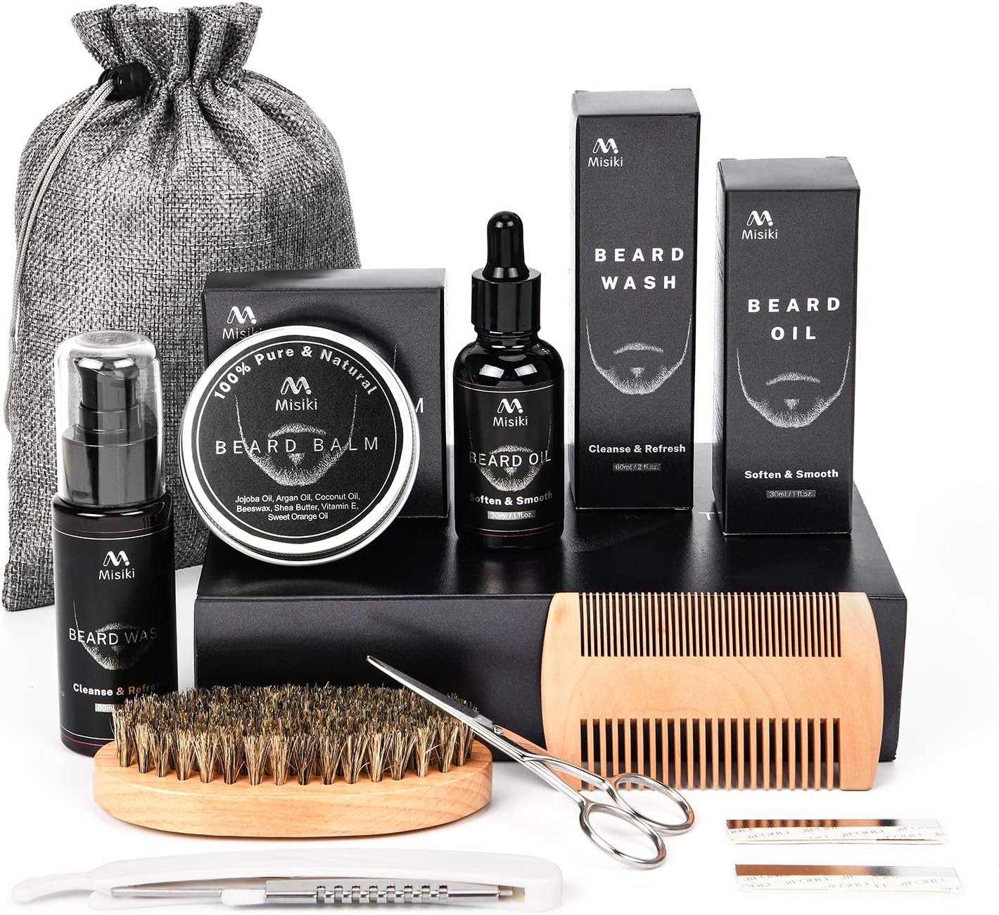 MISIKI Complete Beard Grooming Kit with Natural Care Products