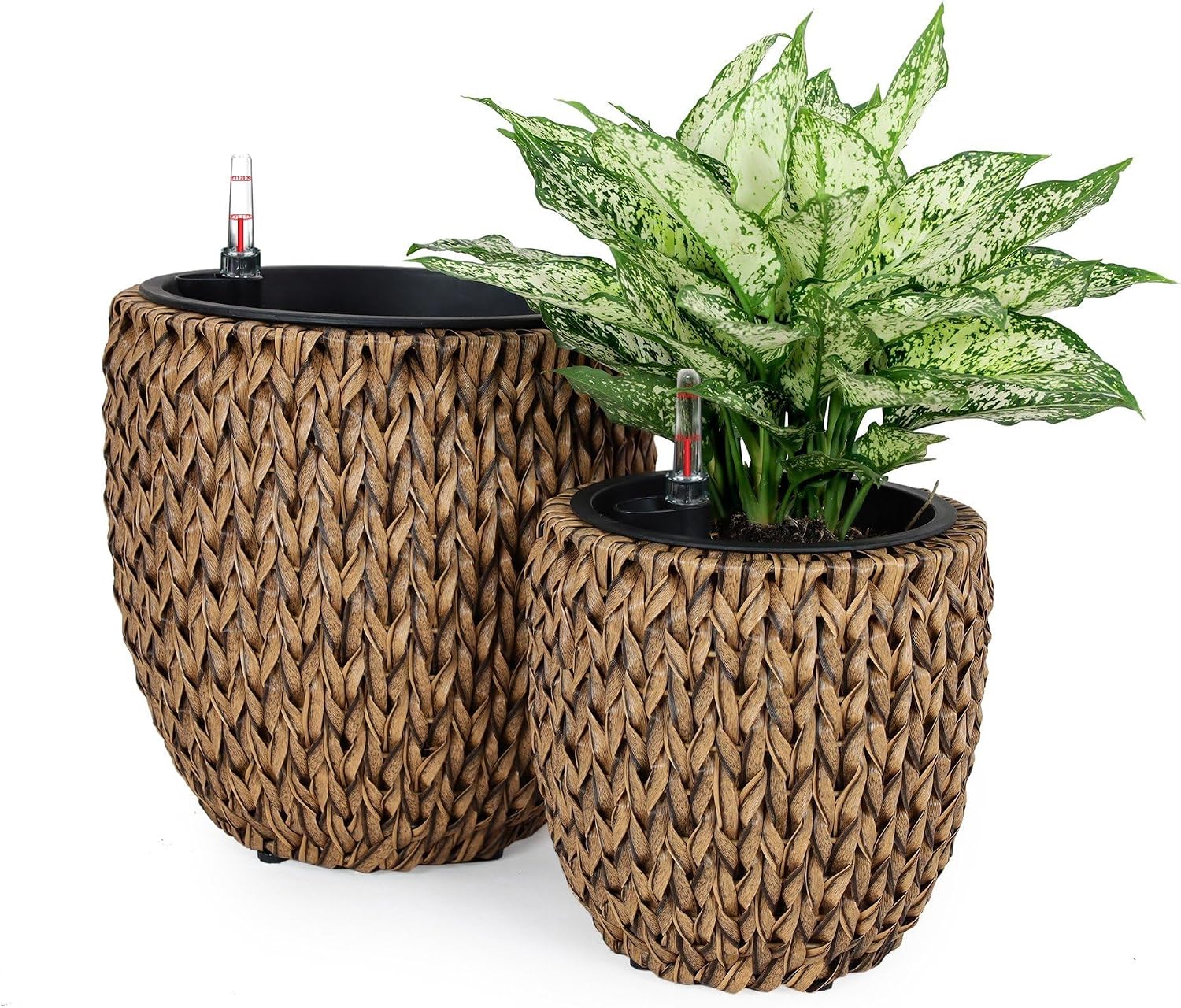 Amazon.com : Catleza 2-Pack Self-Watering Wicker Planter - Garden ...