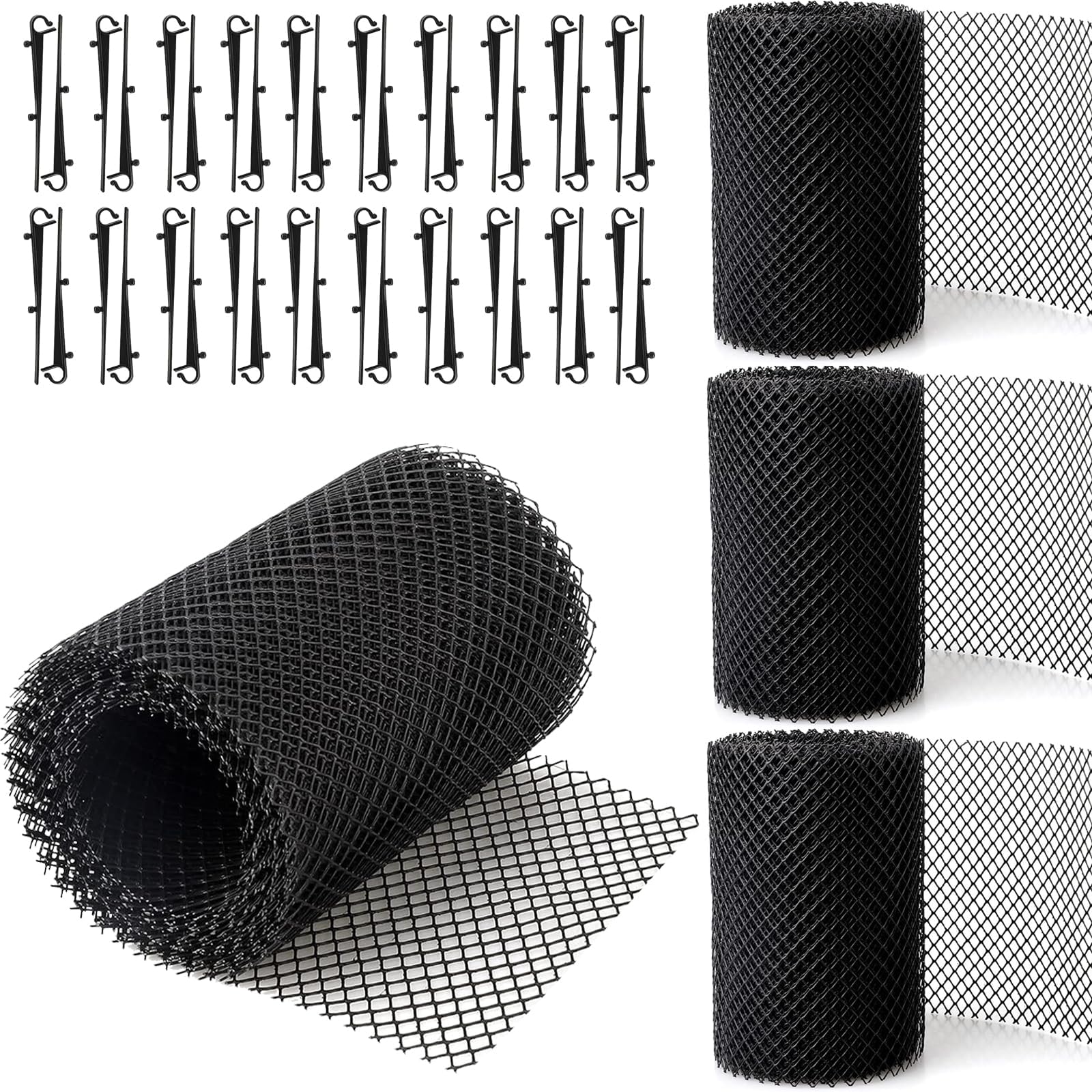 NDSWKR 4 Pack Gutter Guard Mesh Rolls, 6 Inch x 20 Feet Plastic Gutter ...