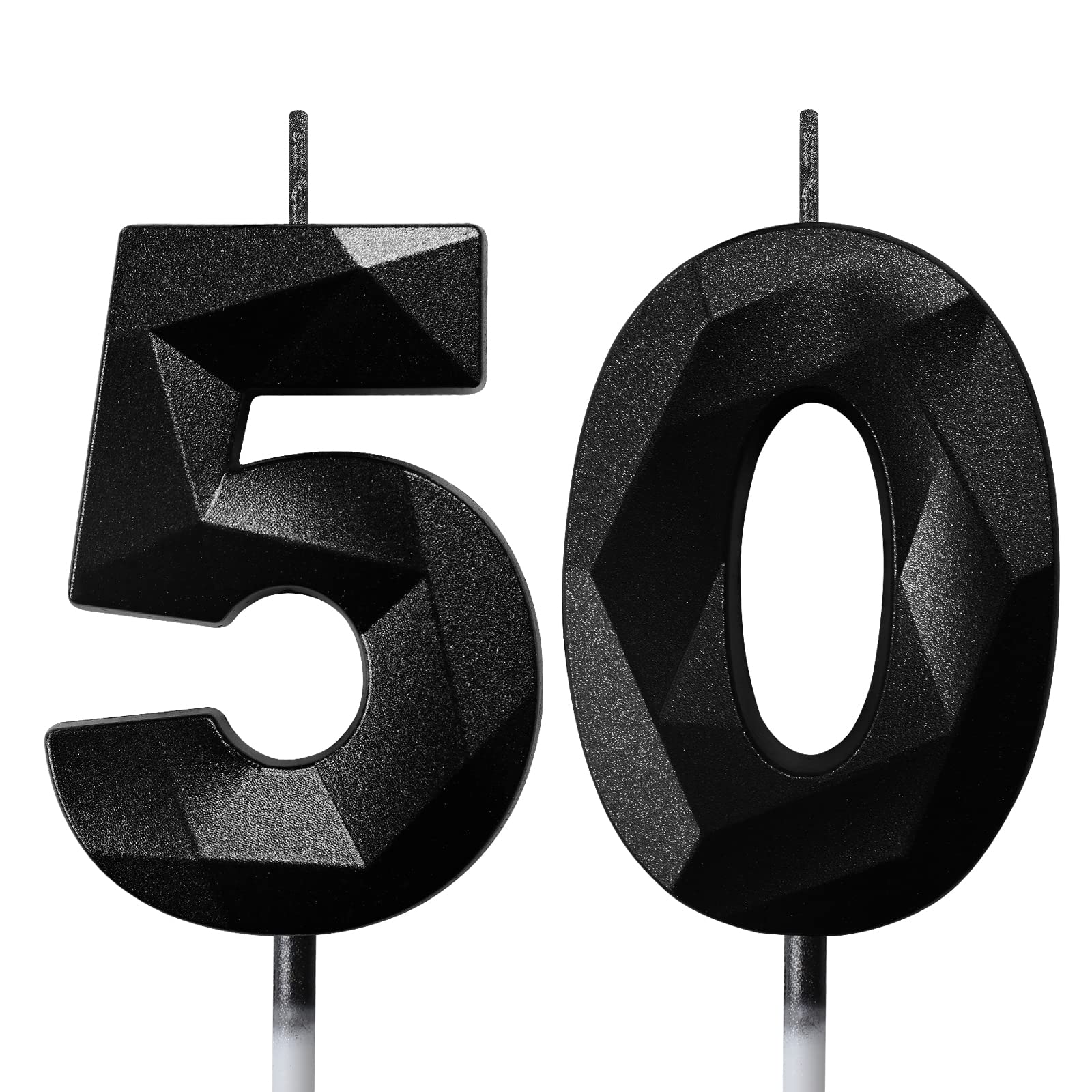 50th Birthday Candles for Cakes Number Candles Black Cake Candles for ...