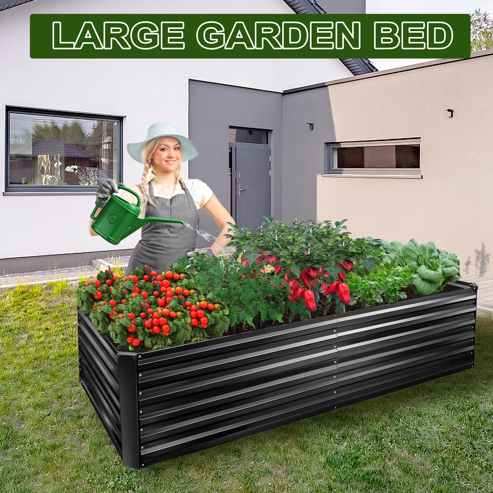 Snapklik.com : Metal Raised Bed Garden Bed Kit, 8x4x2ft Tall Galvanized ...