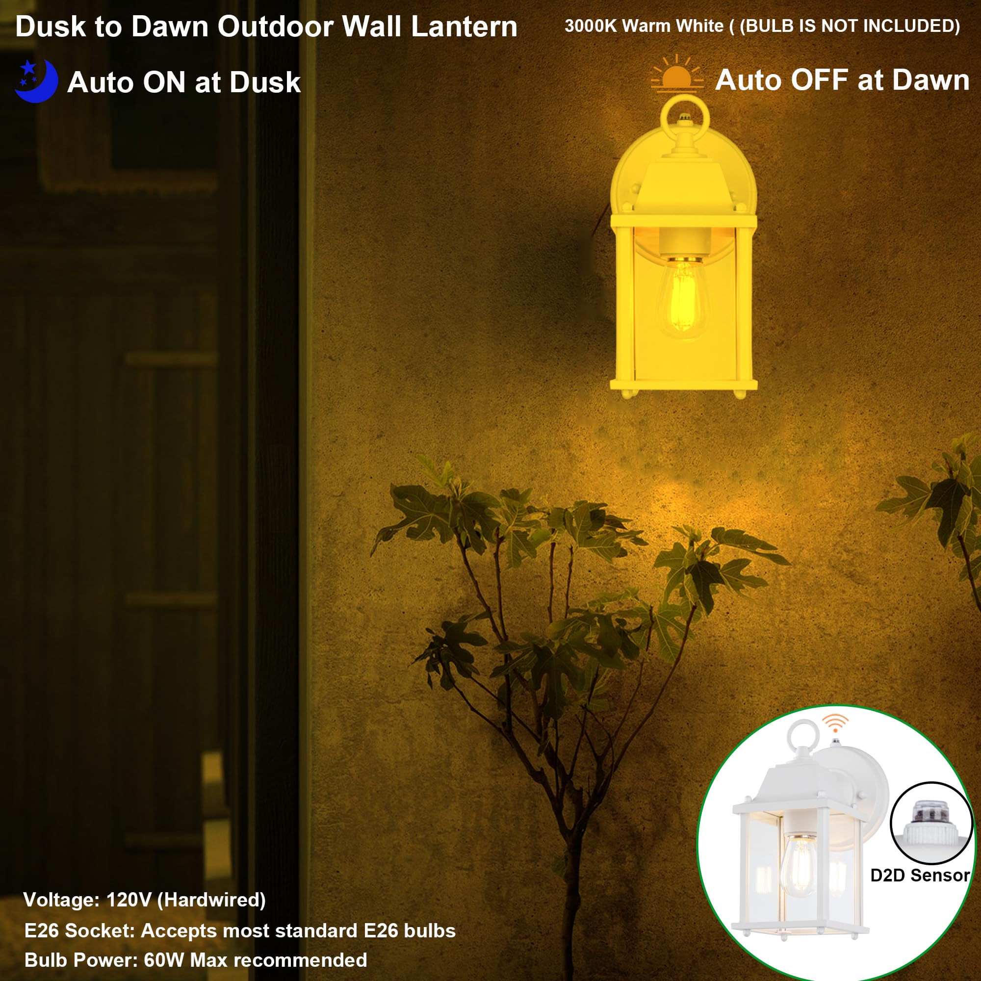 Snapklik.com : LIT-PaTH Dusk To Dawn Outdoor Wall Lantern, Wall Sconce ...