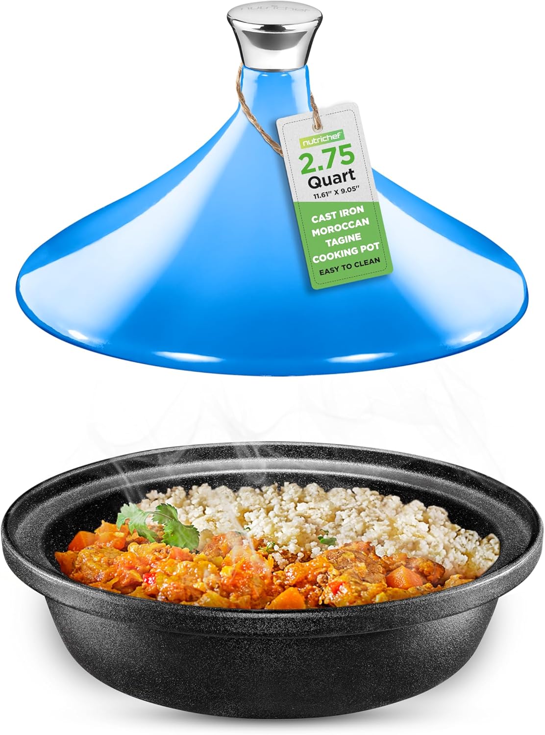 Amazon.com: NutriChef 2.75 QT Cast Iron Moroccan Tagine - Tagine Pot ...