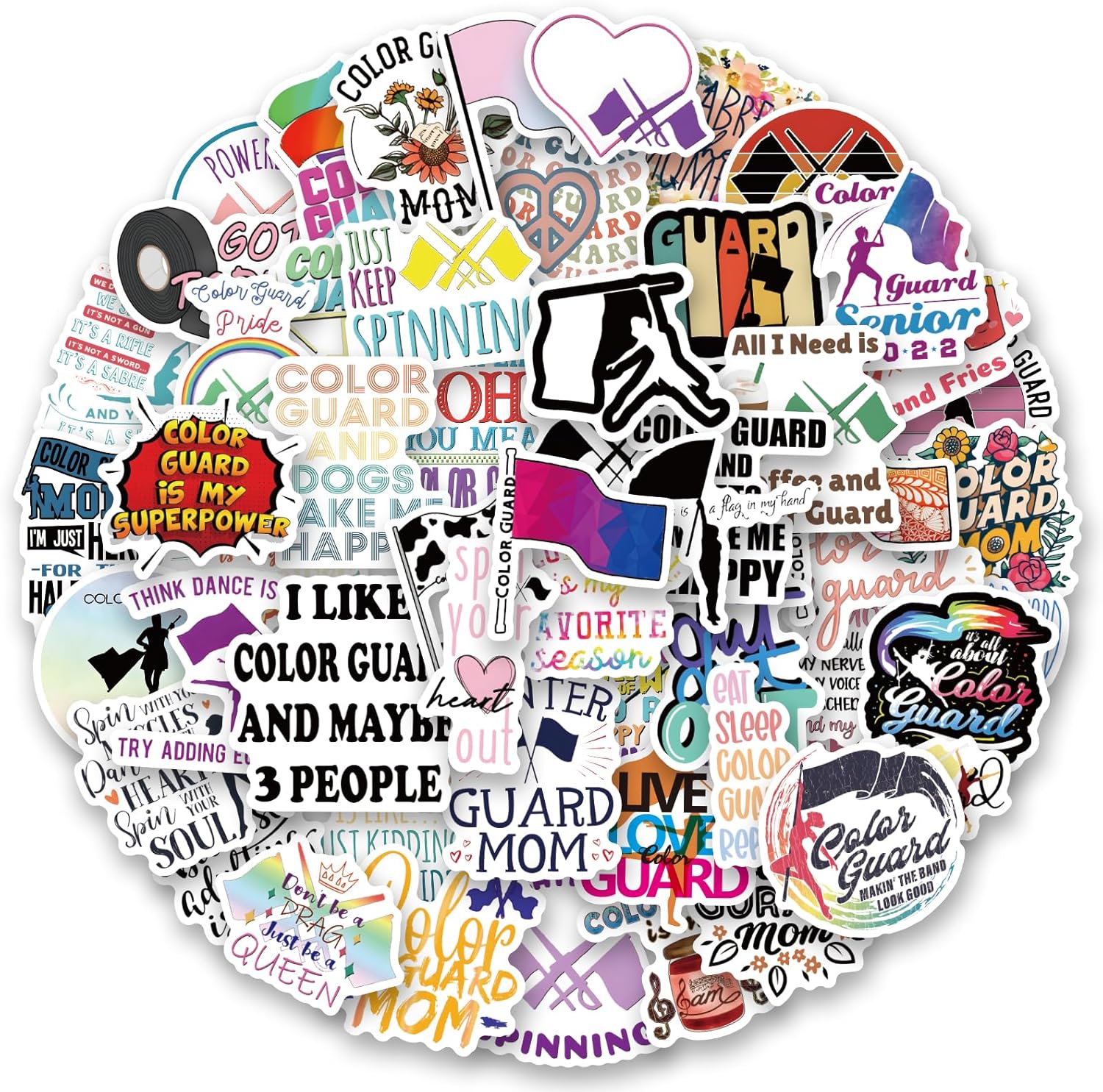 Amazon.com: 120Pcs Color Guard Stickers, Color Guard Lovers Stickers ...