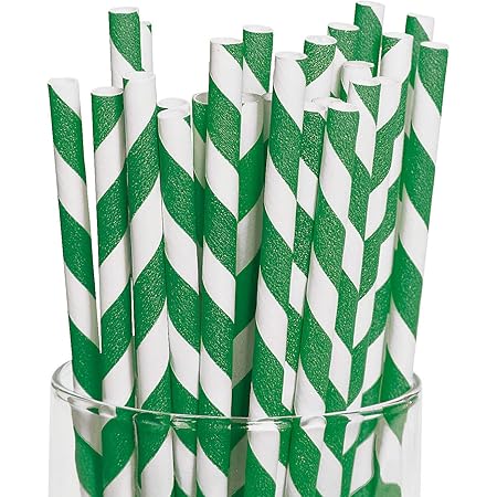 Amazon.com: Fun Express Green Striped Paper Straws (24 Pack) : Health ...