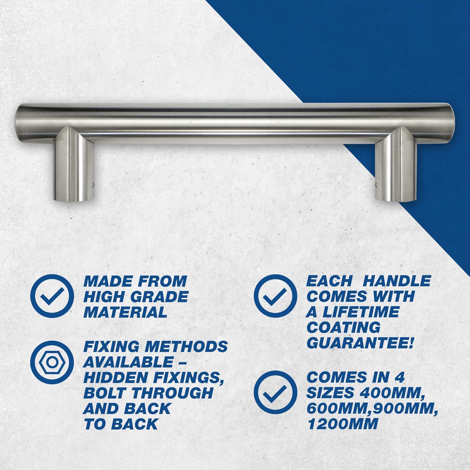 UAP Easy Grip Straight Push Pull Door Handle with Allen Key and 2 Allen ...