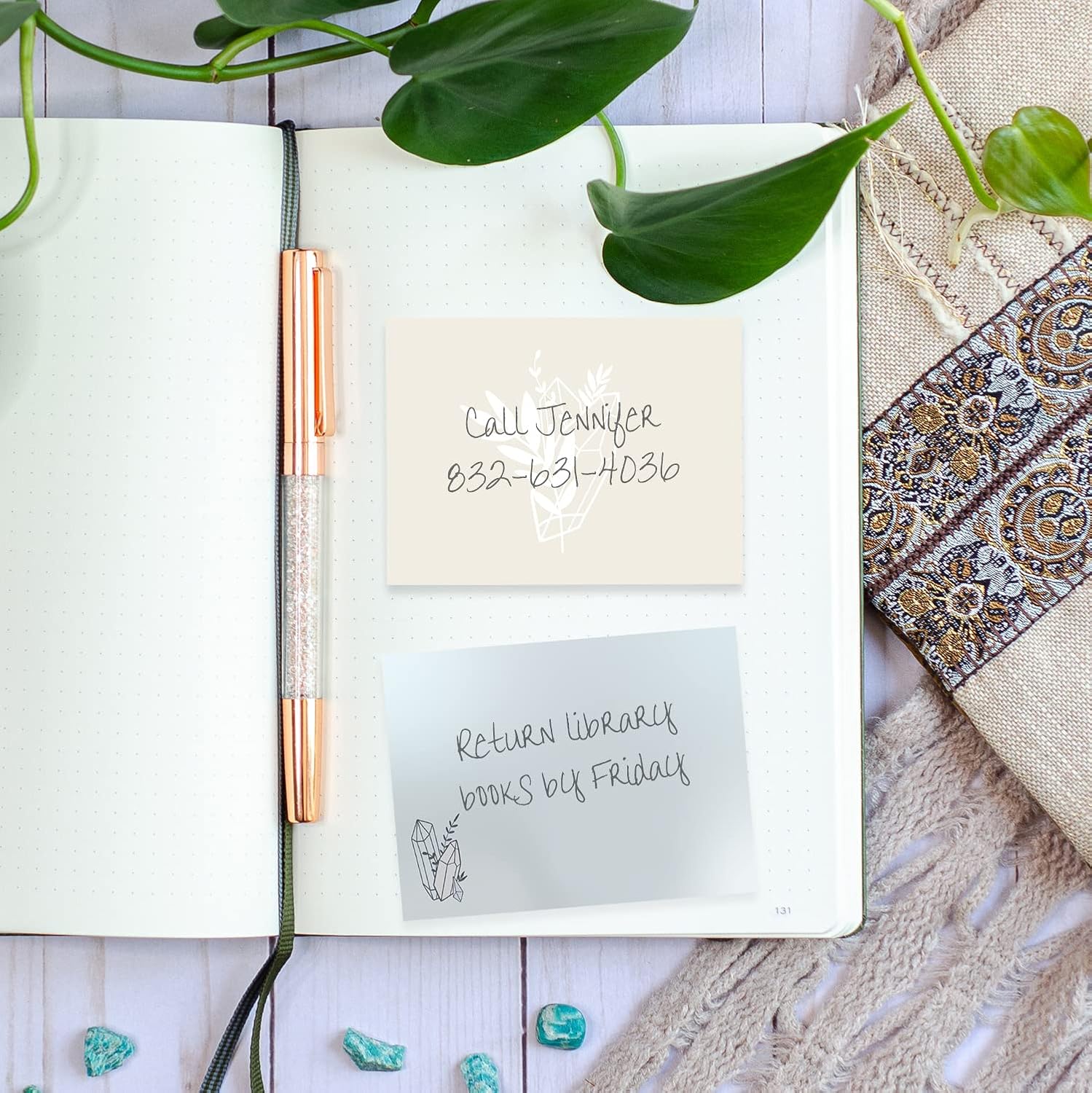 Boho Crystal Magic Sticky Note Surtido 4 x 3 pulgadas Blue Tan ...