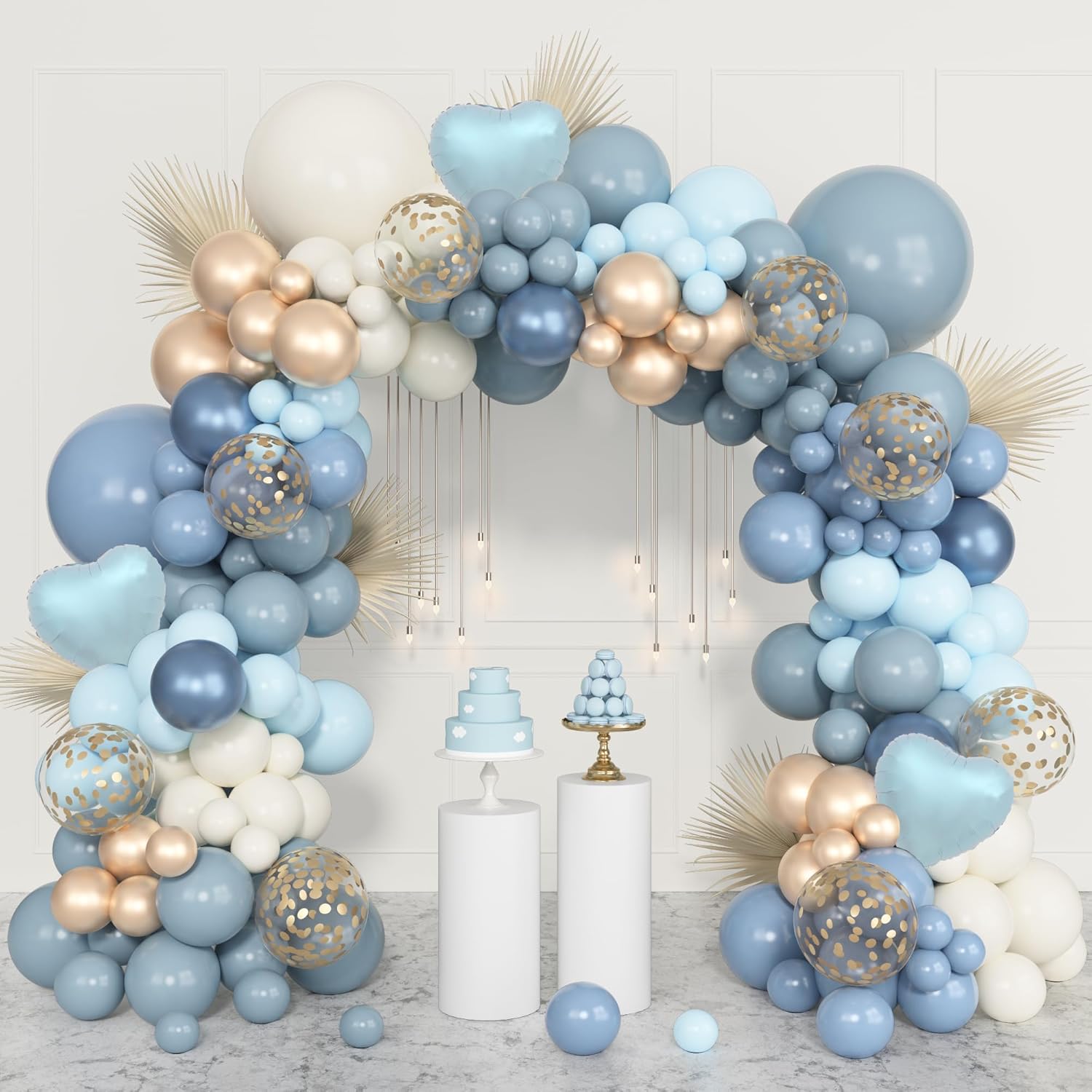 Amazon.com: 173pcs Dusty Blue Balloons Arch Garland kit, Baby Slate Fog Blue Sand White Metallic ...