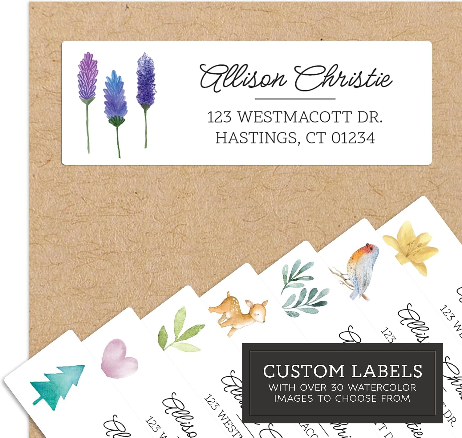 Amazon.com : Personalized Return Address Labels - Watercolor Floral ...