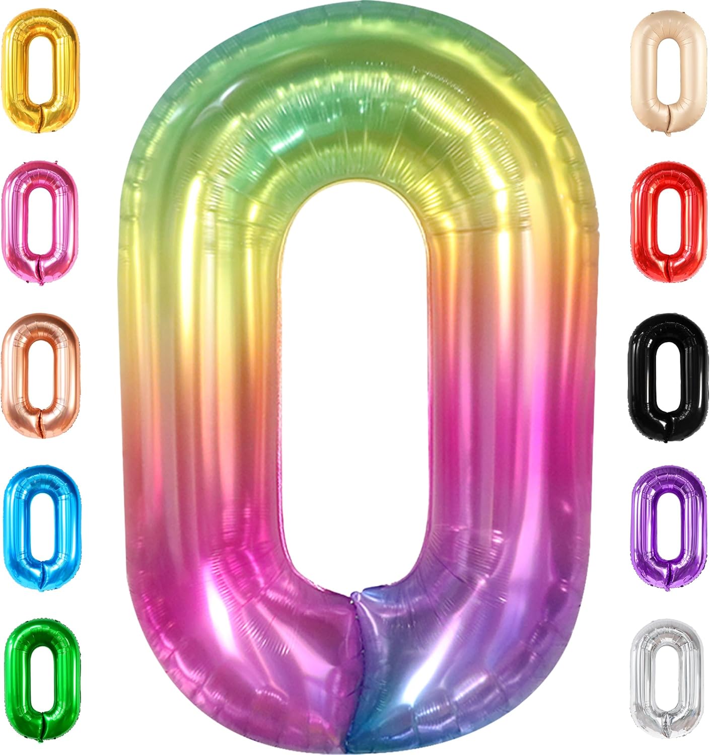 Amazon.com: KatchOn, Giant Rainbow Number 0 Balloons - 40 Inch ...