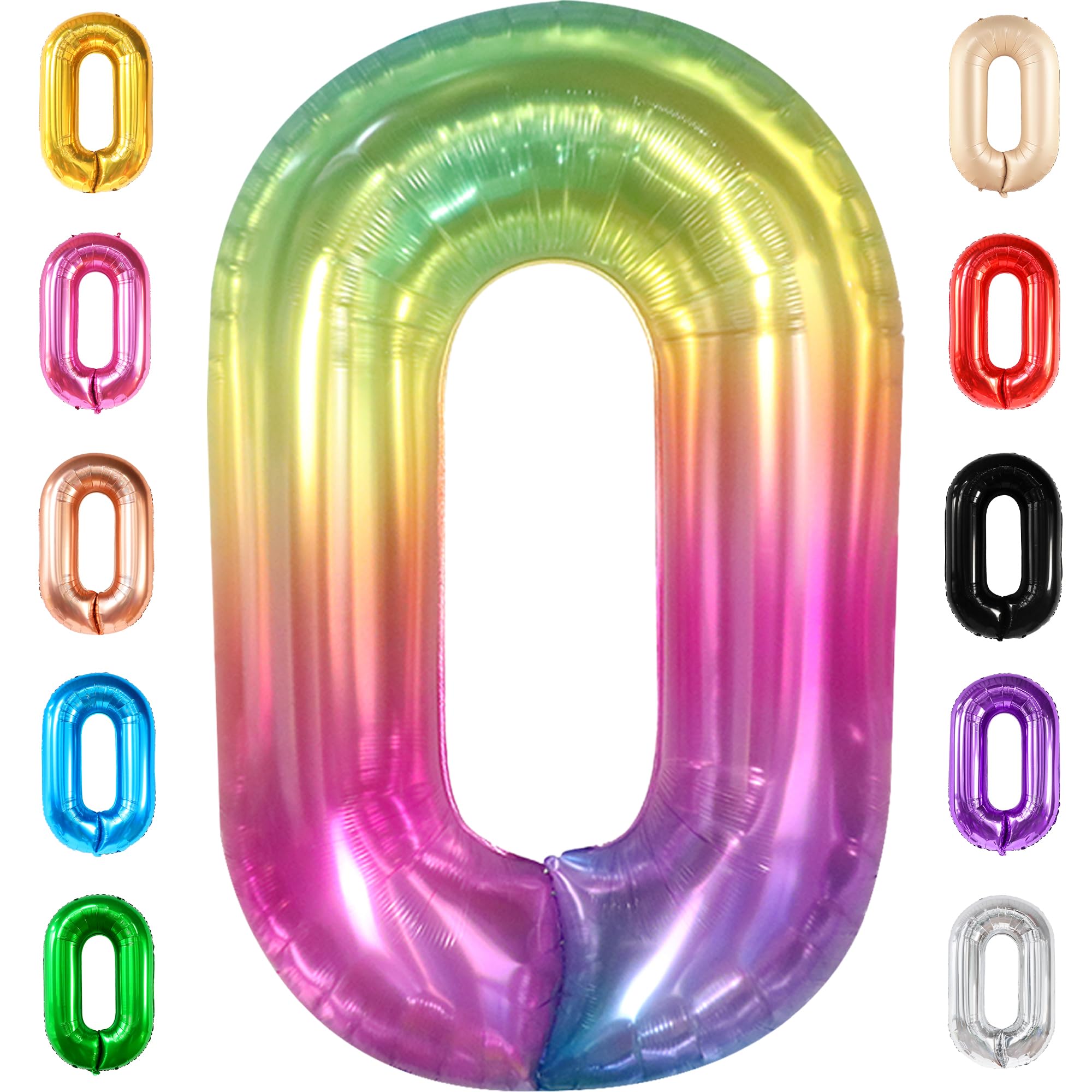 Snapklik.com : Giant Rainbow Number 0 Balloons - 40 Inch Rainbow ...