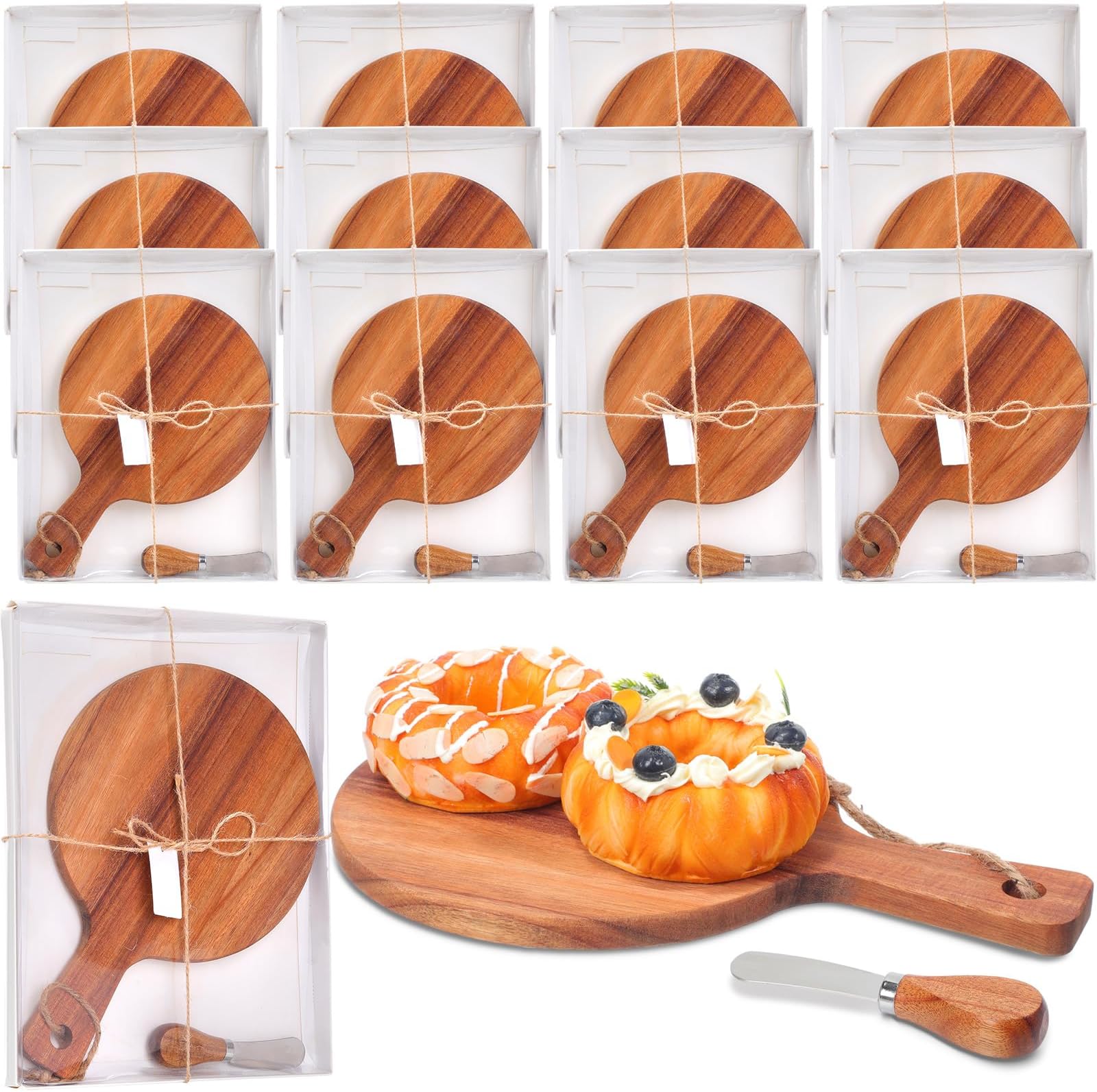 Amazon.com: Tanlade 12 Sets Mini Charcuterie Boards Wood Cutting Boards ...