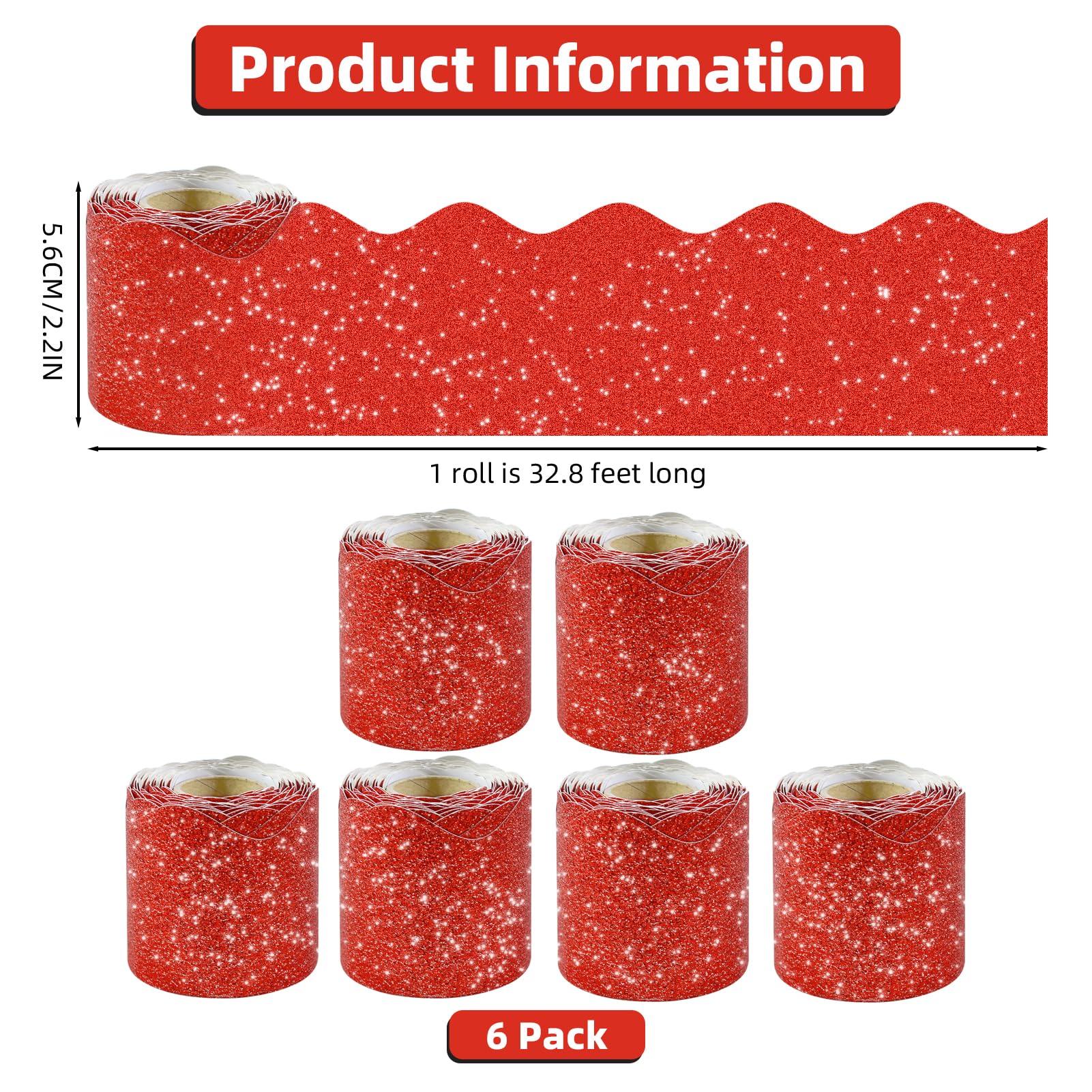 Snapklik.com : 6 Rolls 196.8 Ft Valentines Day Glitter Bulletin Board ...