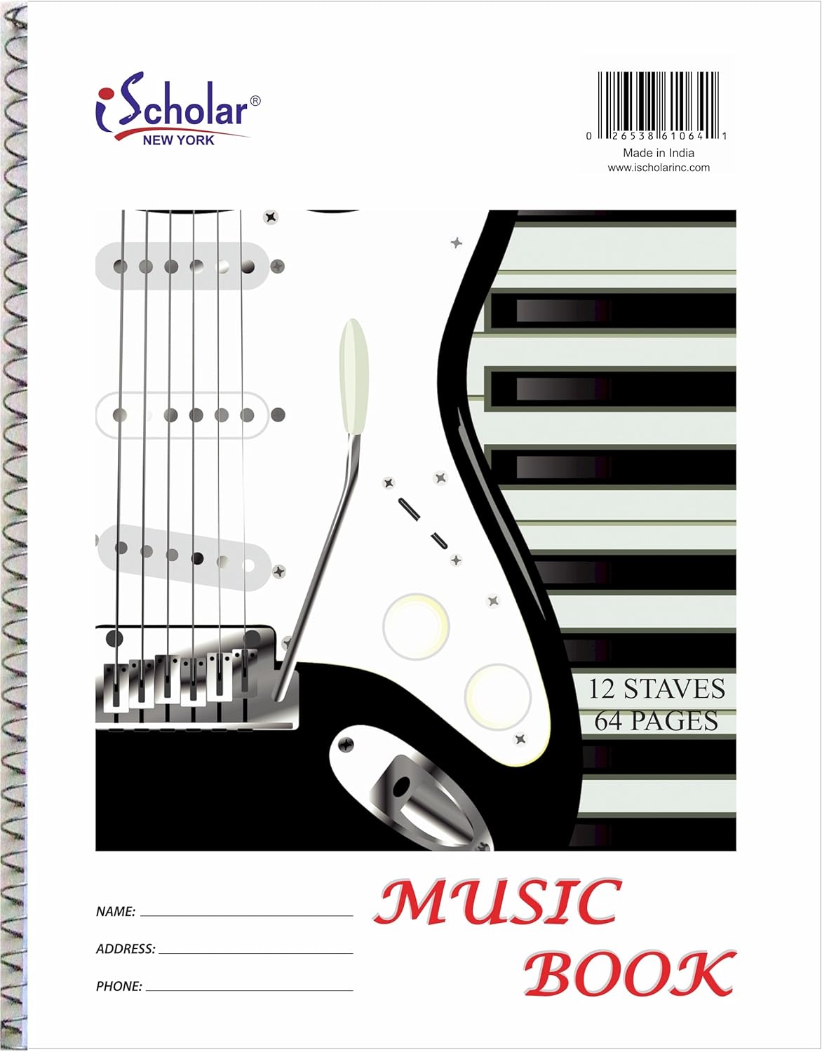 Amazon.com : iScholar 12 Stave Music Writing Book, Spiral-Bound, 11 x 8 ...