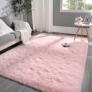Amazon.com: Pettop Fluffy Pink Area Rug for Bedroom Living Room, 3x5 ...