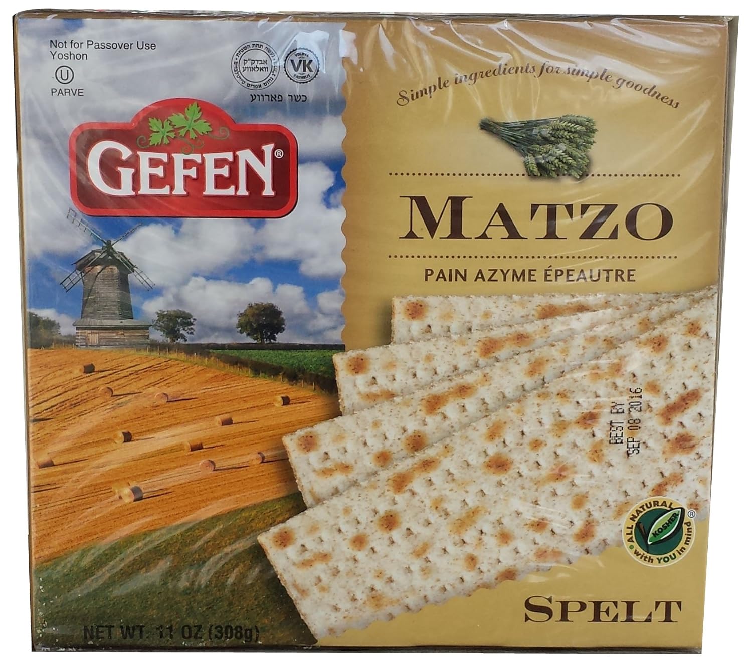 Amazon.com: Gefen Organic Spelt Matzo 11oz (3 Pack) All Natural