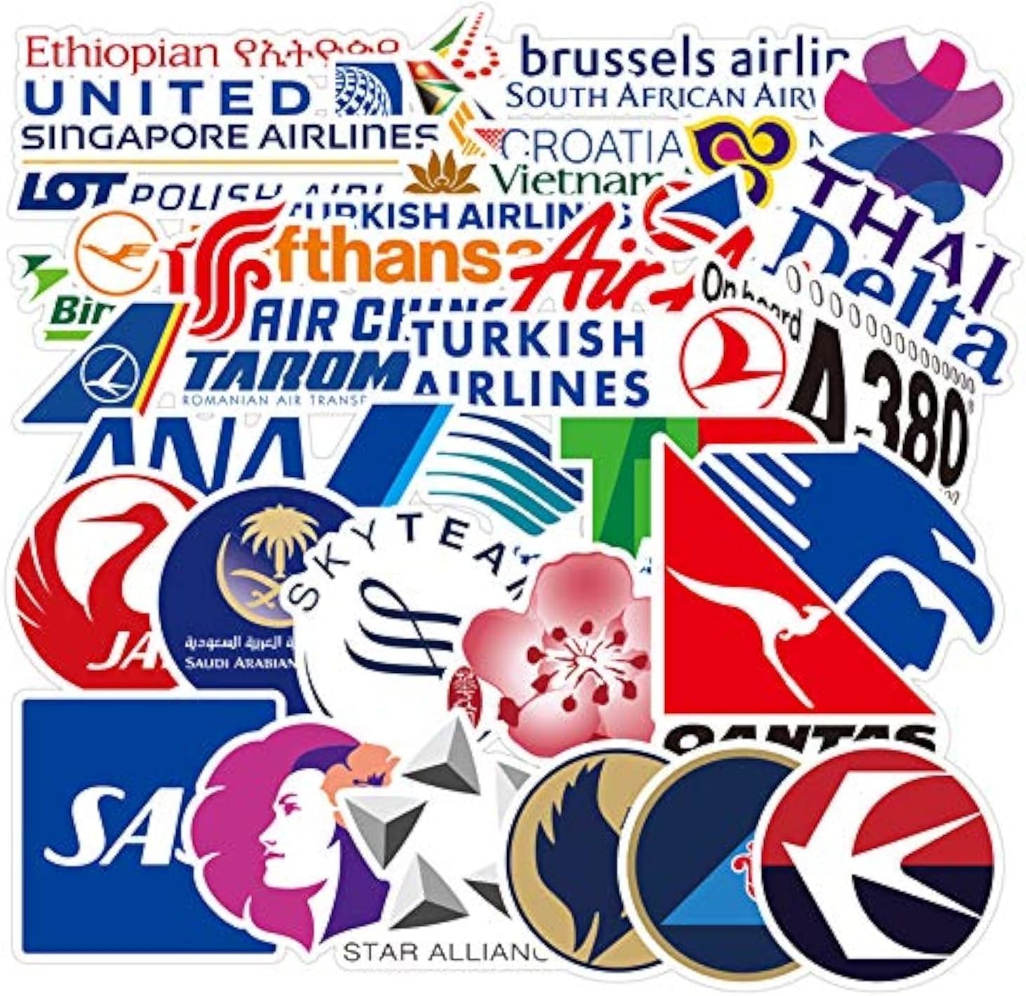 Amazon.com: 55 Pcs Airline Marks Stickers Airways Decals for Water ...
