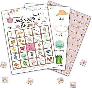 Amazon.com: Mumeed Tea Party Bingo Games Cards with 24 Players, Party ...
