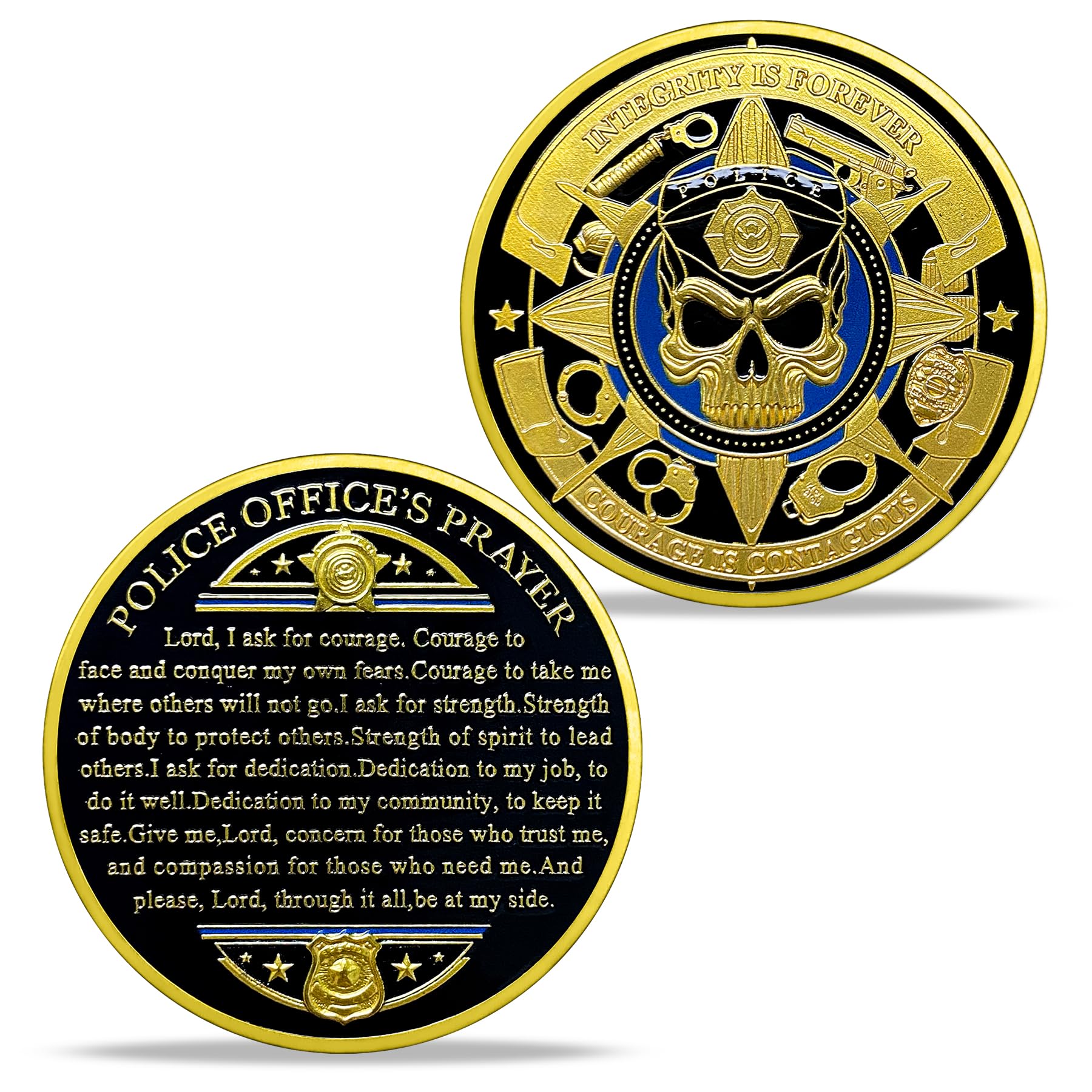 Amazon.com : Police Officers Prayer Challenge Coin Law Enforcement Thin ...