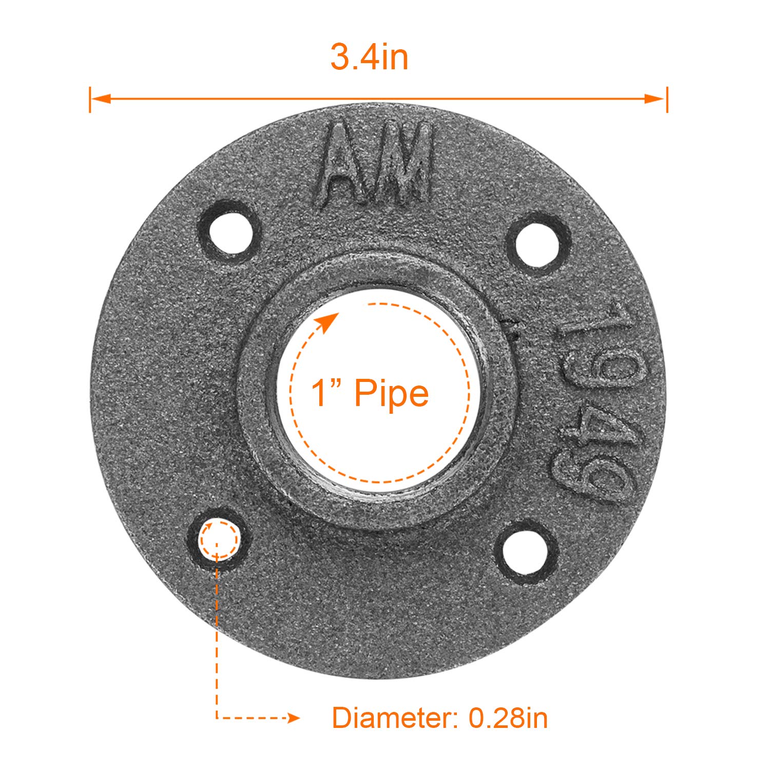 Buy 10 Pack 1 Inch Cast Iron Floor Flange, CBTONE Black Pipe Decor ...