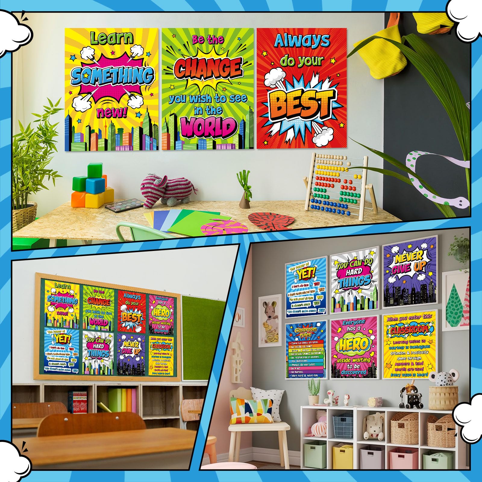 Snapklik.com : 9 Pcs Hero Motivational Posters - Classroom Decorations ...