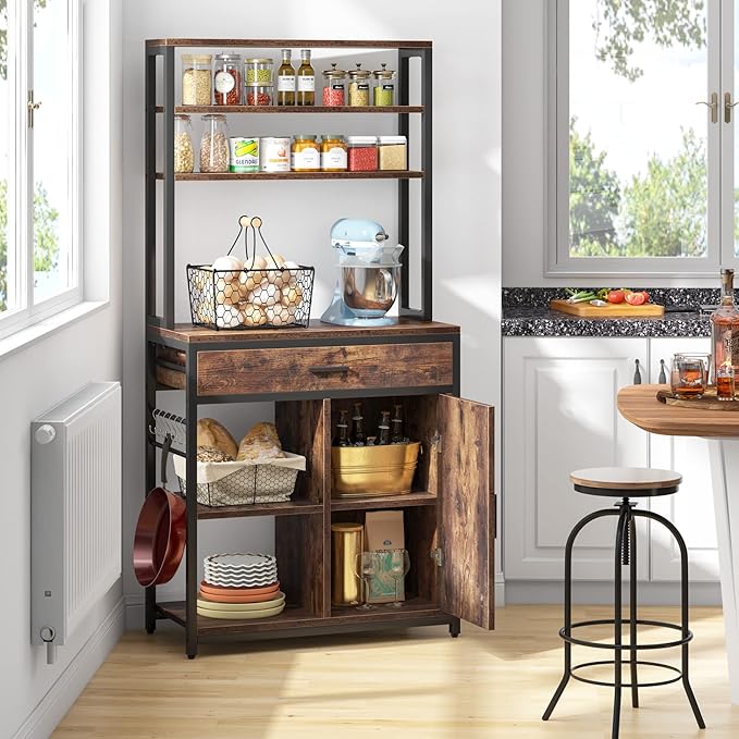 Amazon.com - Tribesigns Bakers Racks with Drawer and Door, Large ...