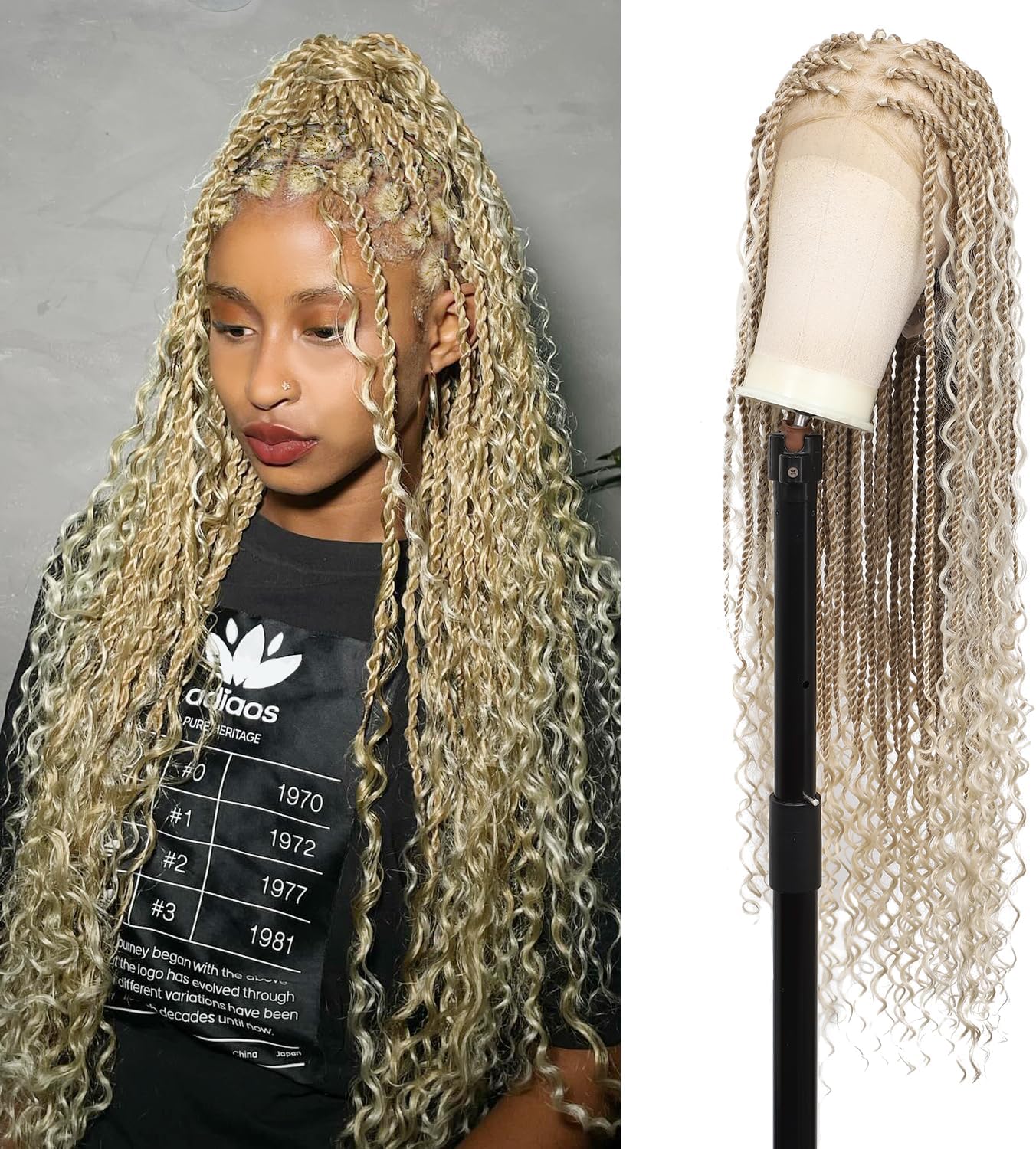 Amazon.com : Olymei 360° HD Full Lace Boho Twist Braided Wigs for Women ...