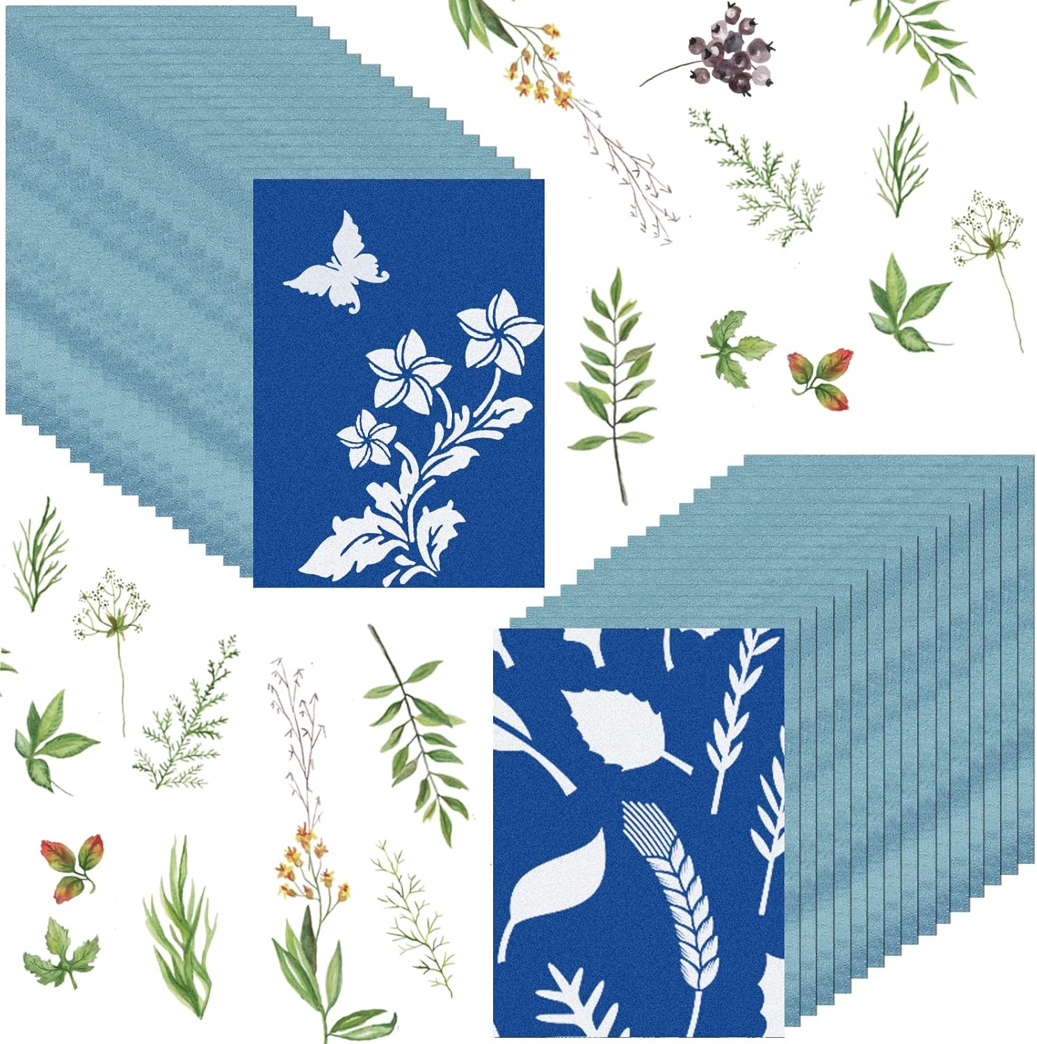 Cyanotype Paper, A4 8.3 x 11.7 Inch 30 Sheets Sun Print Paper Kit, High ...