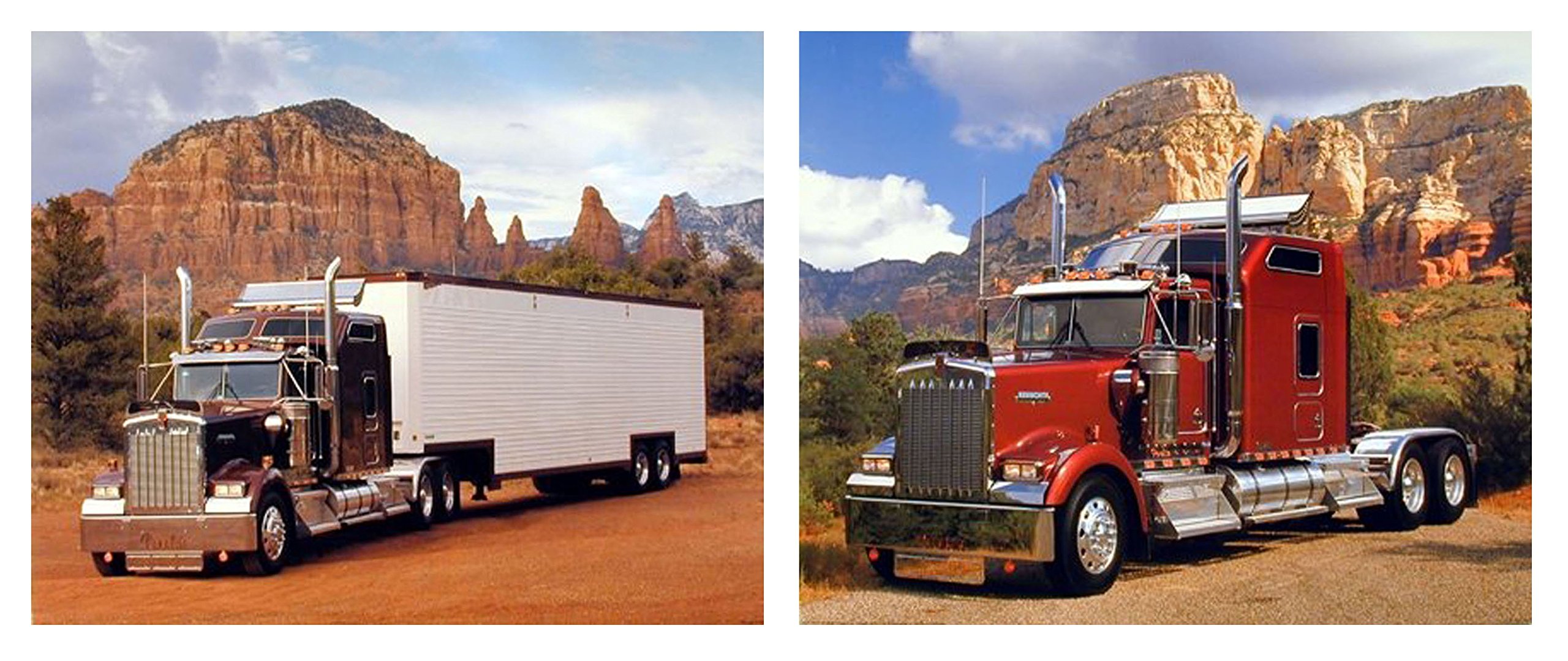 Peterbilt Kenworth Big Rig Diesel Semi Truck Automobile Two Set ...