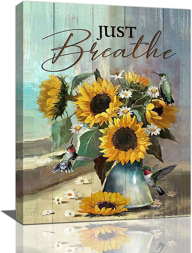 Amazon.com: Sunflower Wall Art Farmhouse Flowers in Vase Pictures Wall ...
