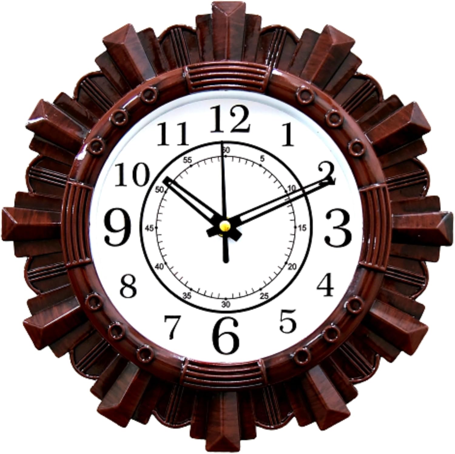Amazon.com: Modern Brown Wooden Wall Clock for Living Room Decor Silent ...