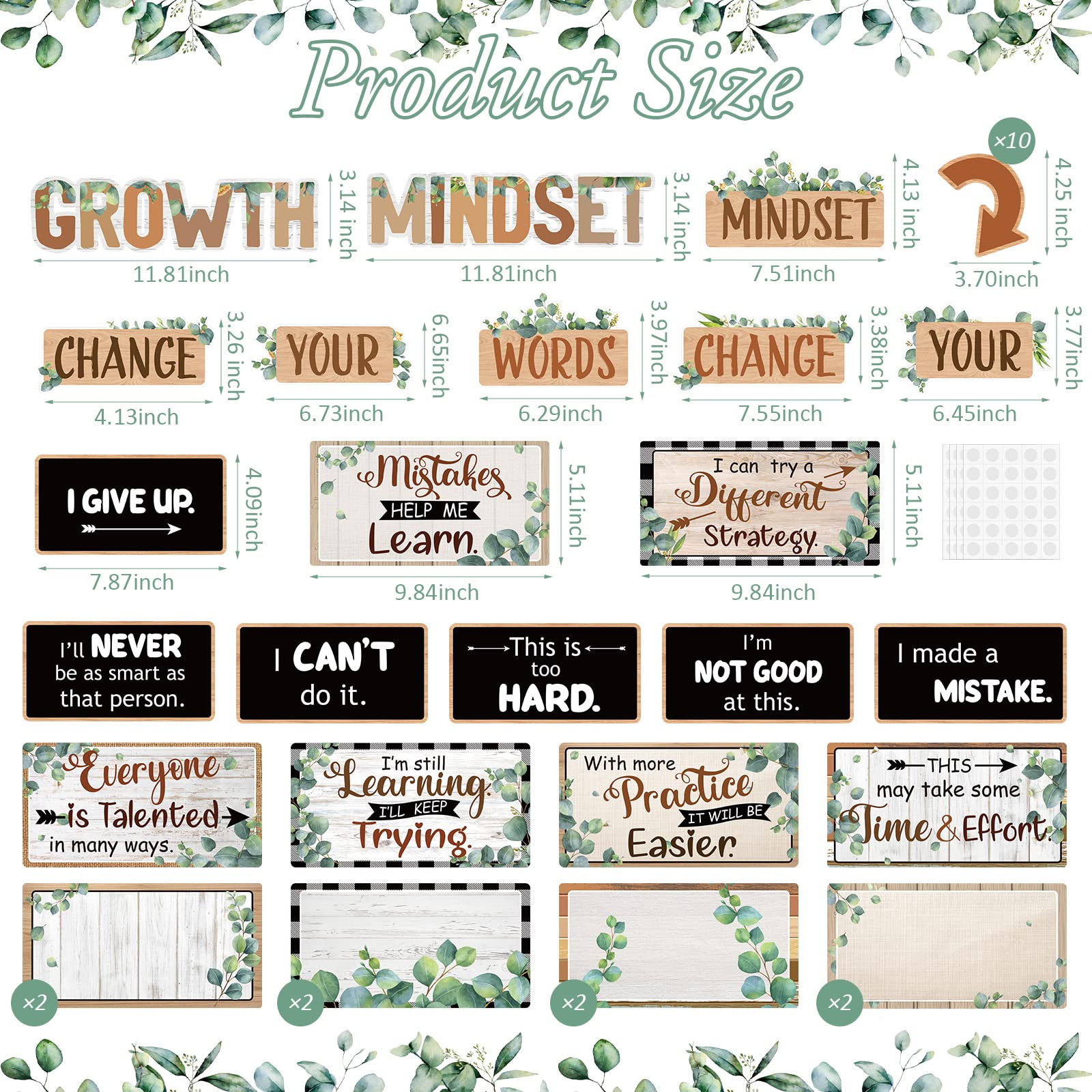 Snapklik.com : 38 Pcs Growth Mindset Bulletin Board Decor Positive ...