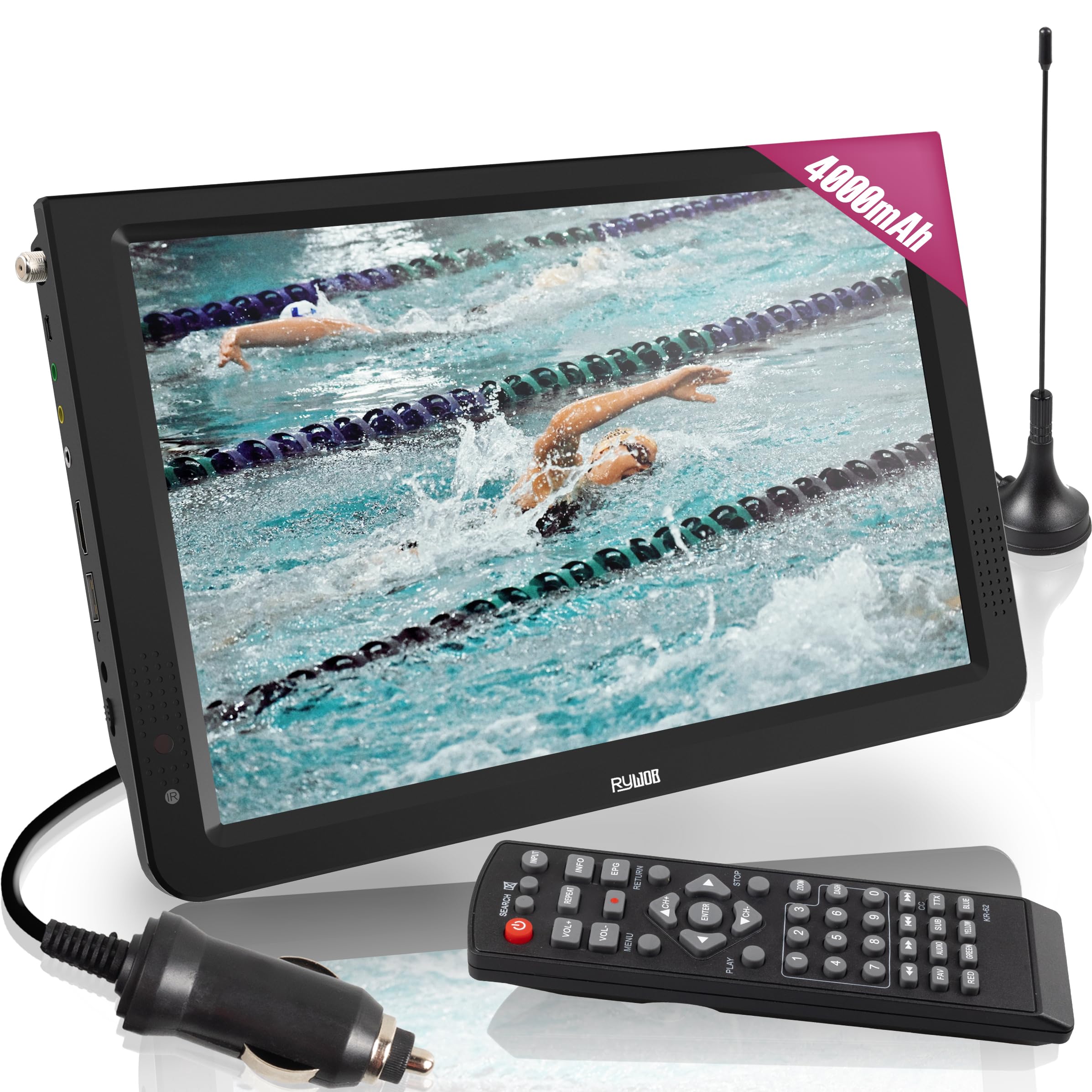 Amazon.com: Rywob 12” Portable TV with Antenna,Battery Powered TV LCD ...