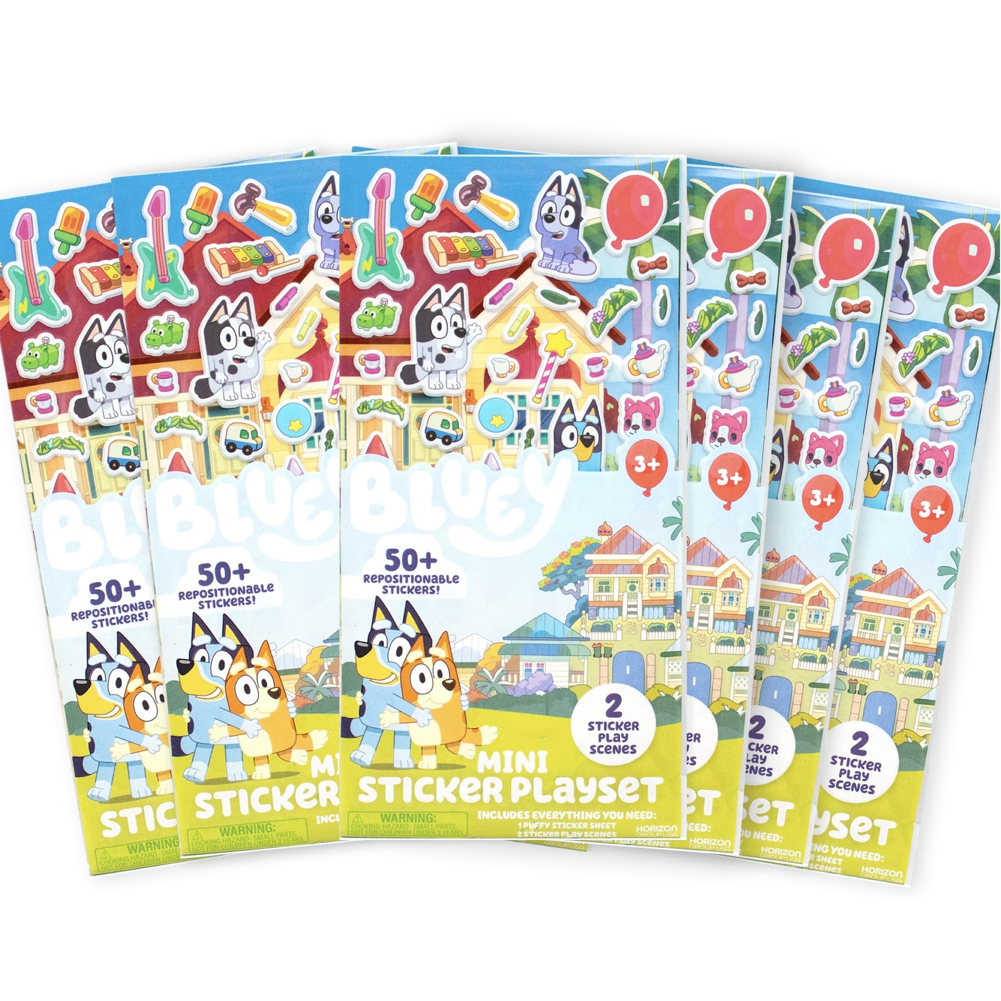 Snapklik.com : Bluey Mini Sticker Playset, 6-Pack, 45 Reusable Puffy ...