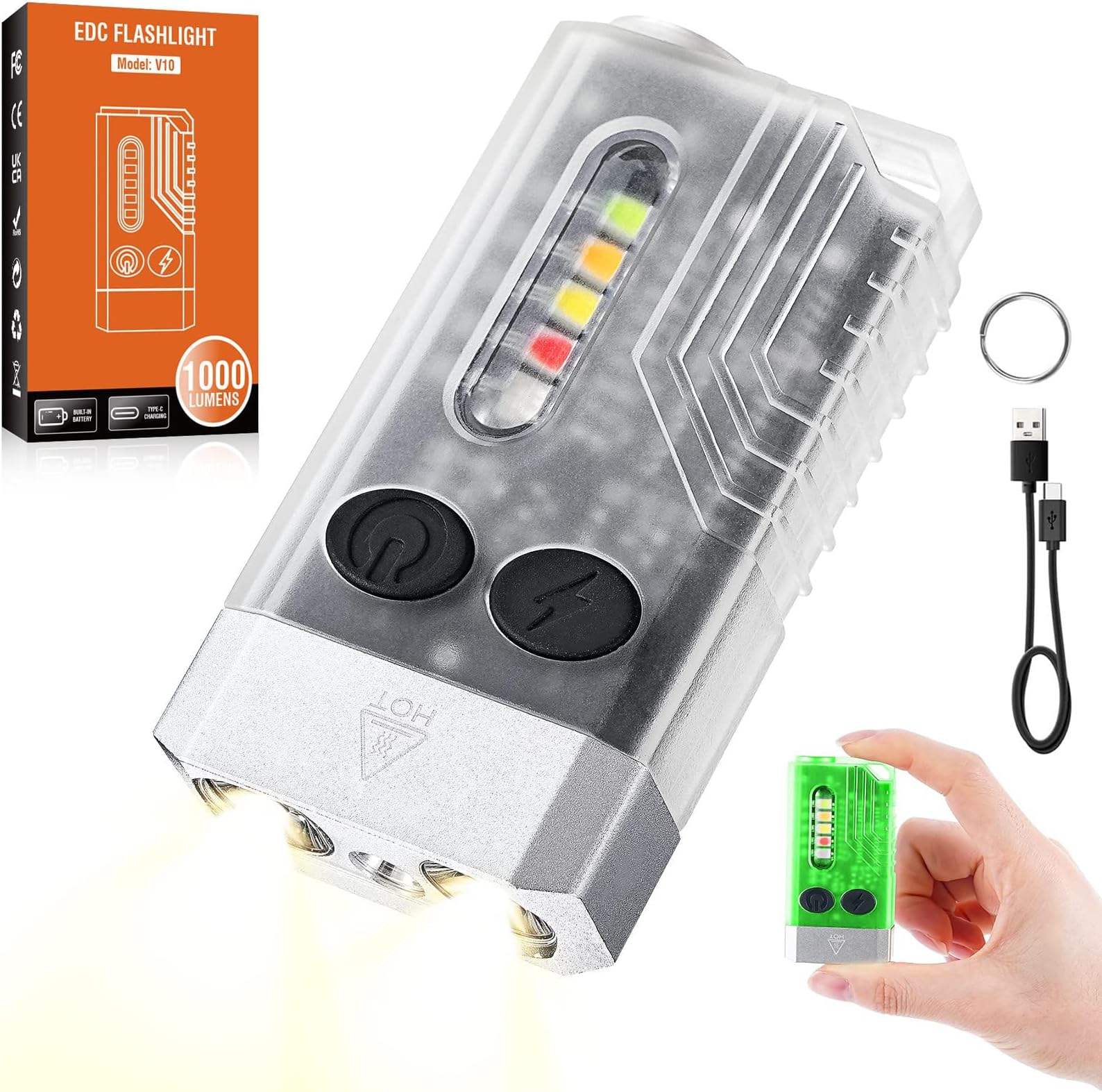 MAKINGTEC Mini LED Keychain Flashlight, Rechargeable Pocket Torch with ...