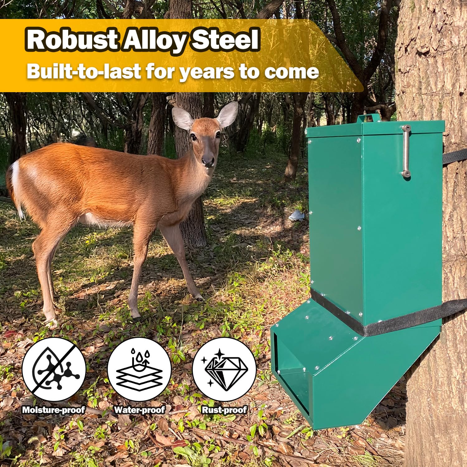 Snapklik.com : Heavy Duty Deer Feeder Box, Tree Protein Feeder, Gravity ...