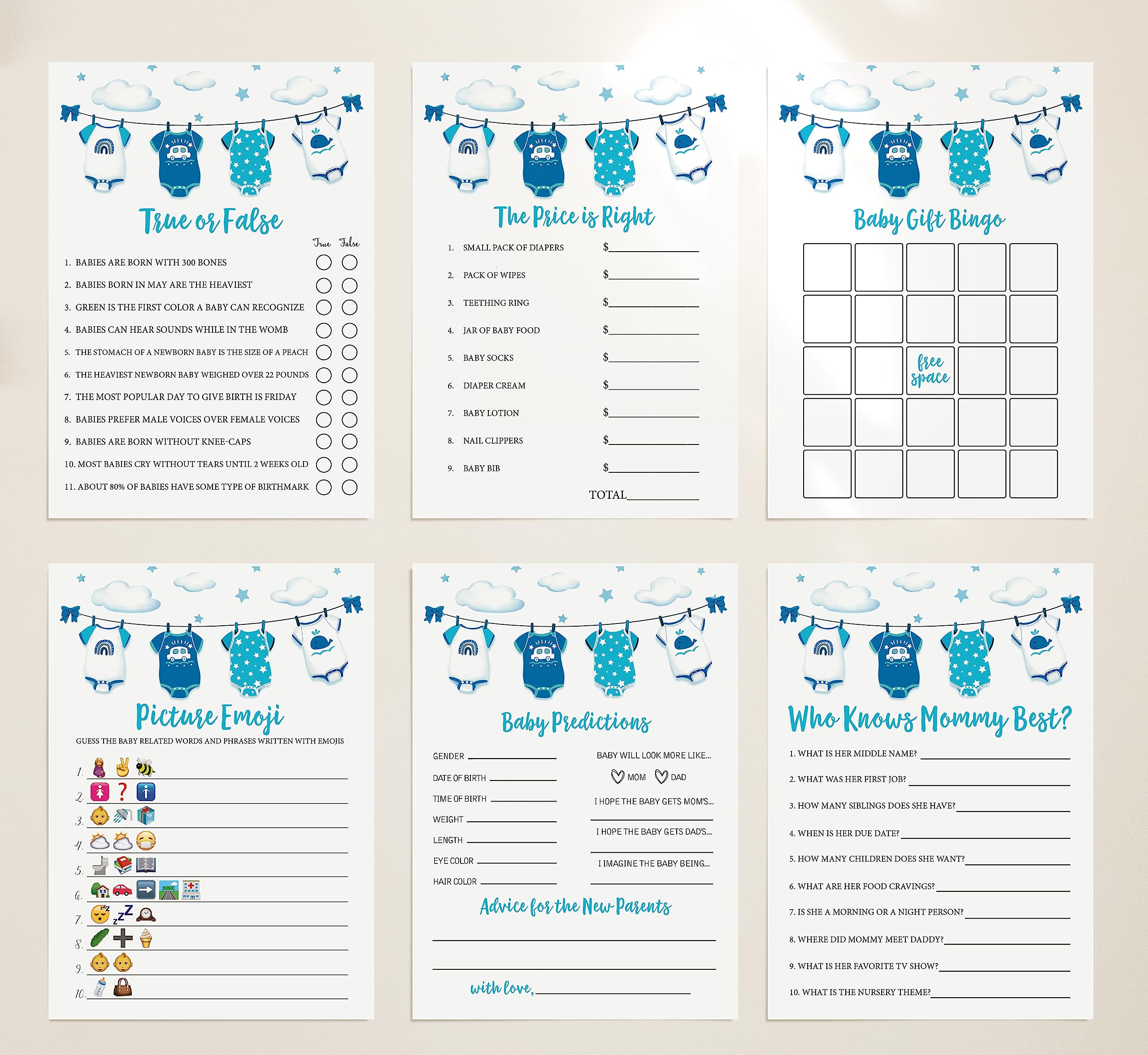 Baby Shower Games For Boys Bingo