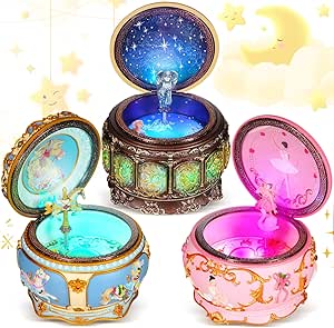 Amazon.com: Liliful 3 Pcs Vintage Music Box with LED Lights Twinkling ...