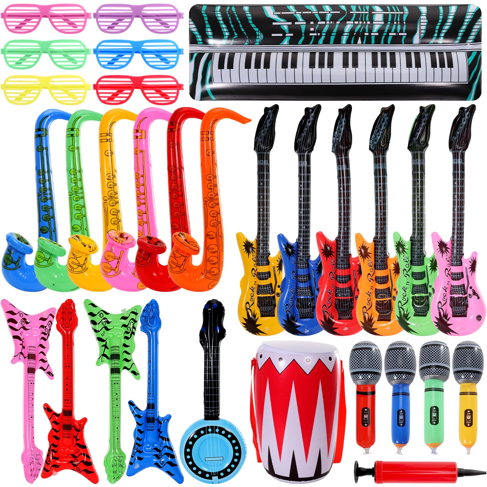 Amazon.com: Loccmat 30 Pcs Inflatable Rock Star Toy Set,Inflatable ...