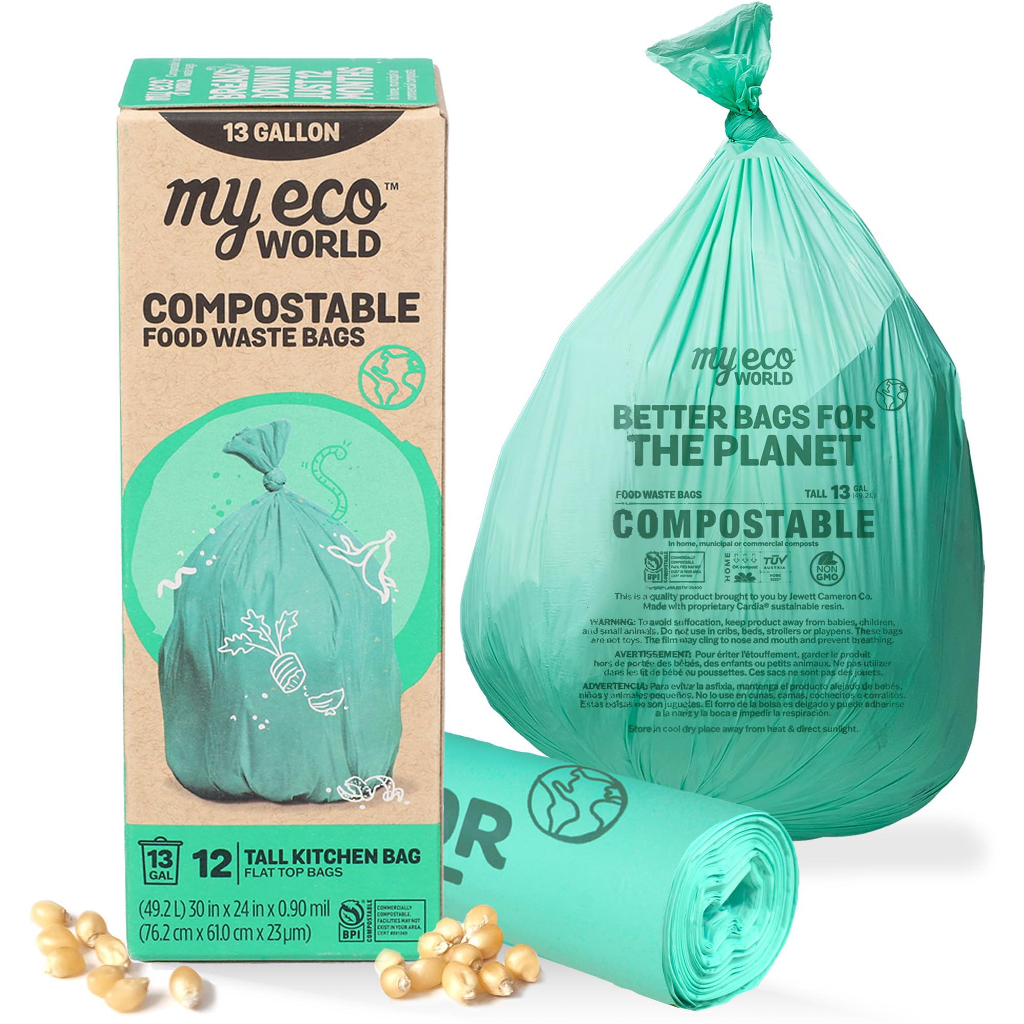Amazon.com: MyEcoWorld Compostable Food Waste Bag - 12 Count - 100% BPI ...