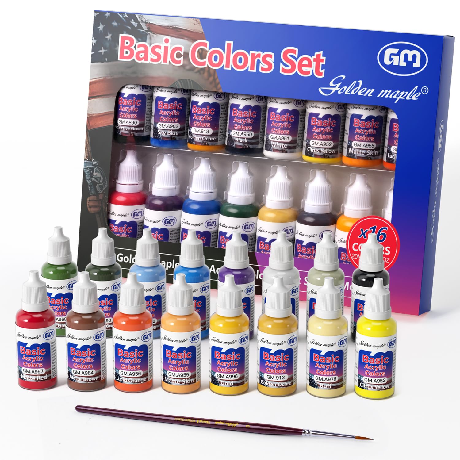 Amazon.com: Basic Color Miniature Paints Set - 16 x 20ml Basic Colors ...